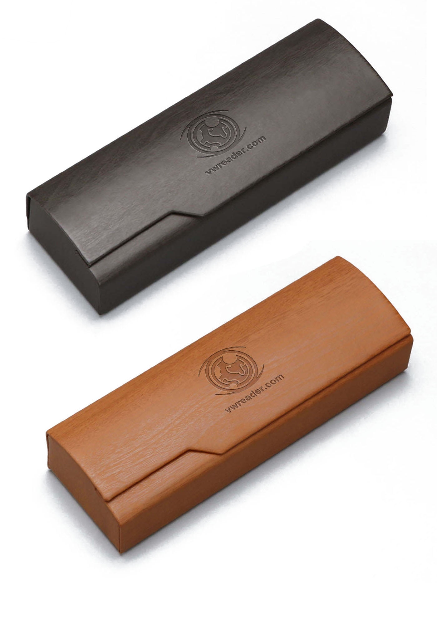 Men Rectangular Reading Eyeglasses Case - Metal Wrapped in Wood Grain ...