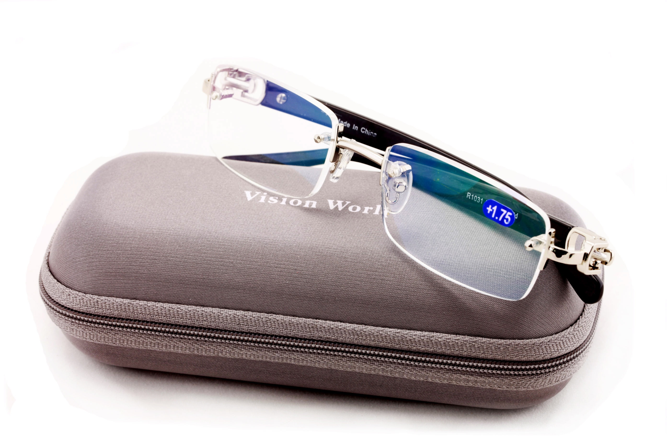 Men Rectangular Rimless Designer Fashion Reading Glasses Reader AR Anti ...