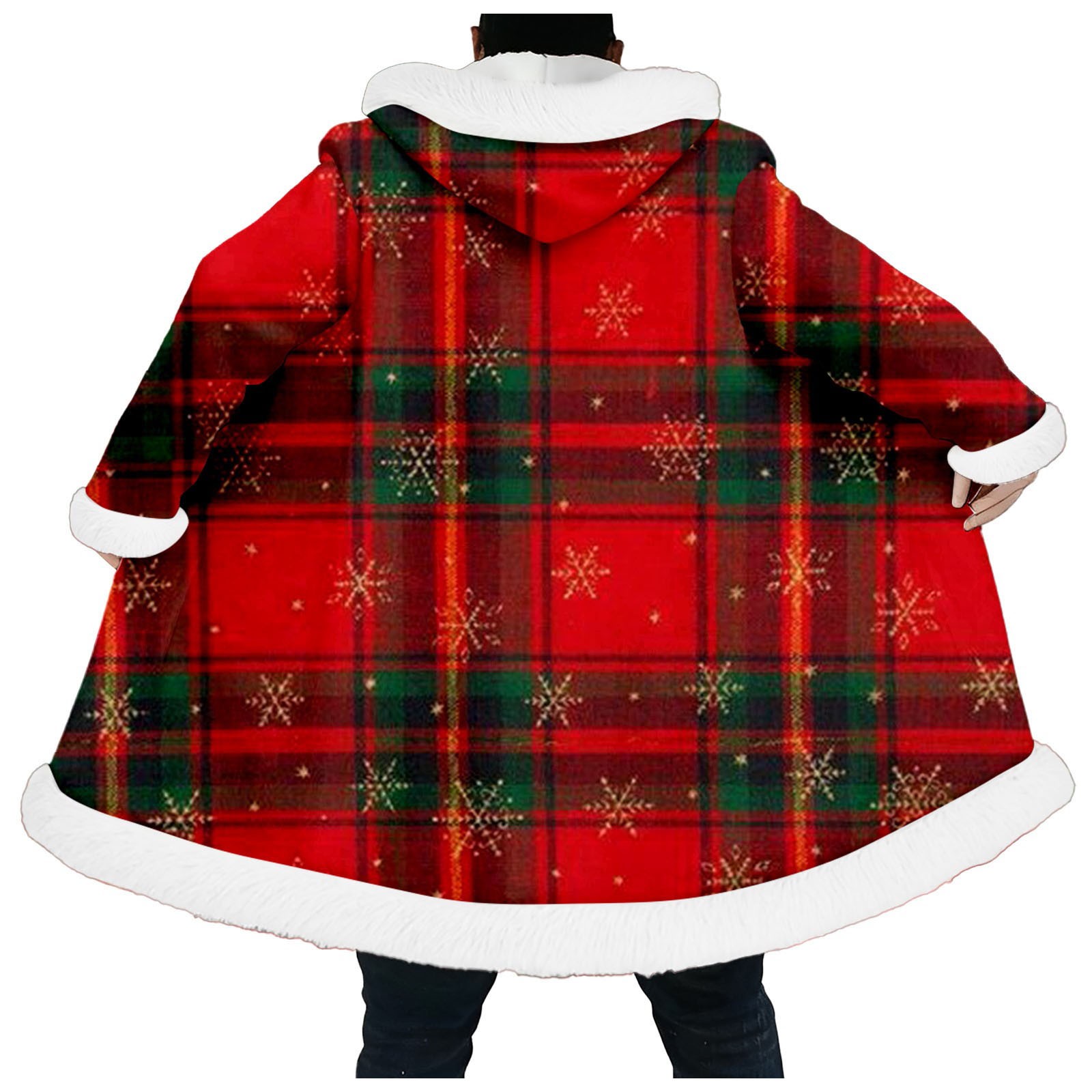 Men Red Brother Asks Christmas Santa Cape With Hood Cardigan Open Front ...