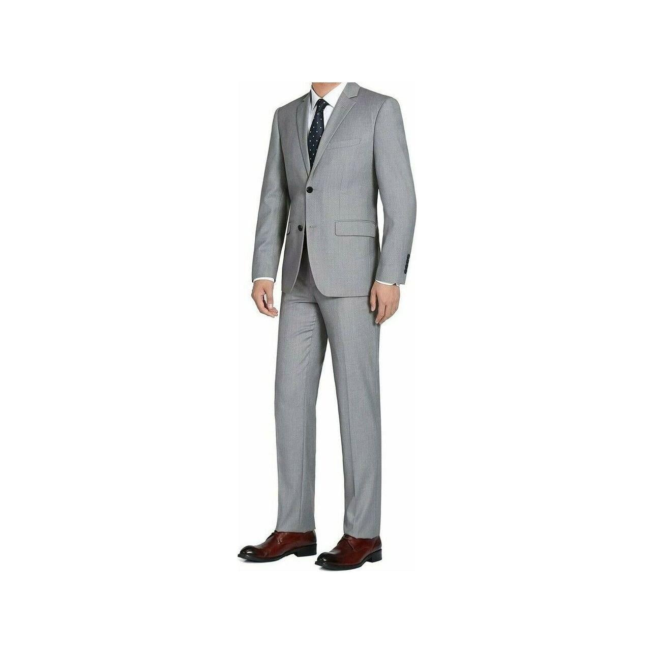 Men Renoir Suit Super 140 Soft Wool 2Button 2Vents Classic Fit 508-5 Lt Gray - Walmart.com