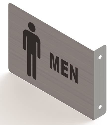 Men Restroom Projection Sign- Men Restroom 3D Sign (Silver- Brush ...
