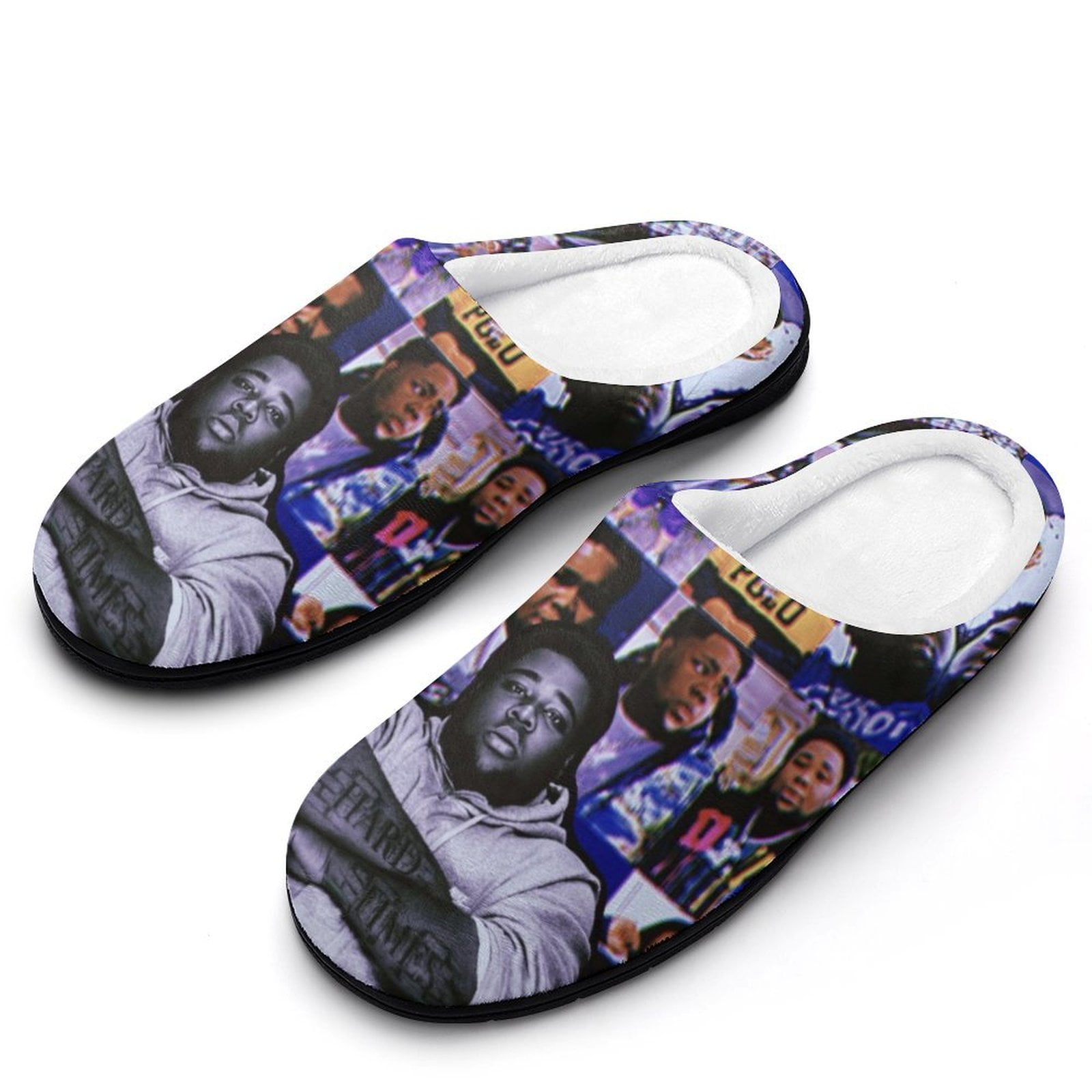 Men Rod Wave Slippers Non-Slip Fuzzy House Slippers Warm Soft Plush ...