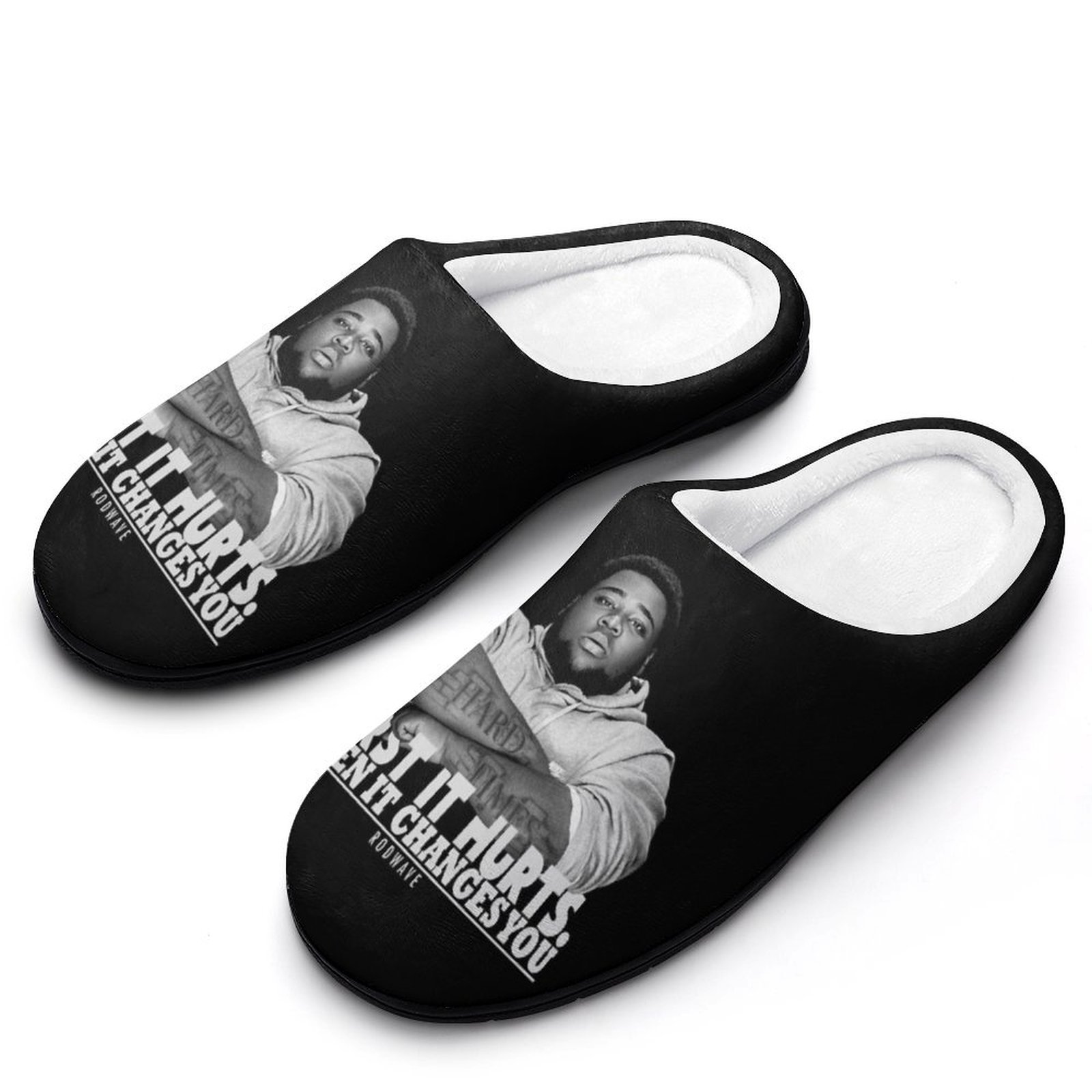 Men Rod Wave Slippers Non-Slip Fuzzy House Slippers Warm Soft Plush ...