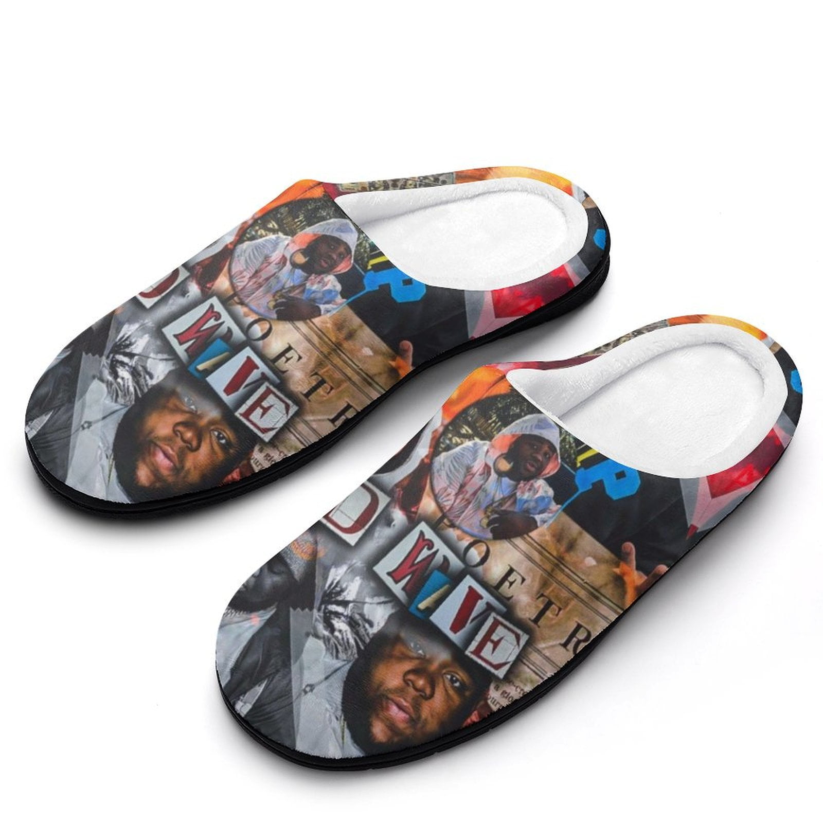 Men Rod Wave Slippers Non-Slip Fuzzy House Slippers Warm Soft Plush ...