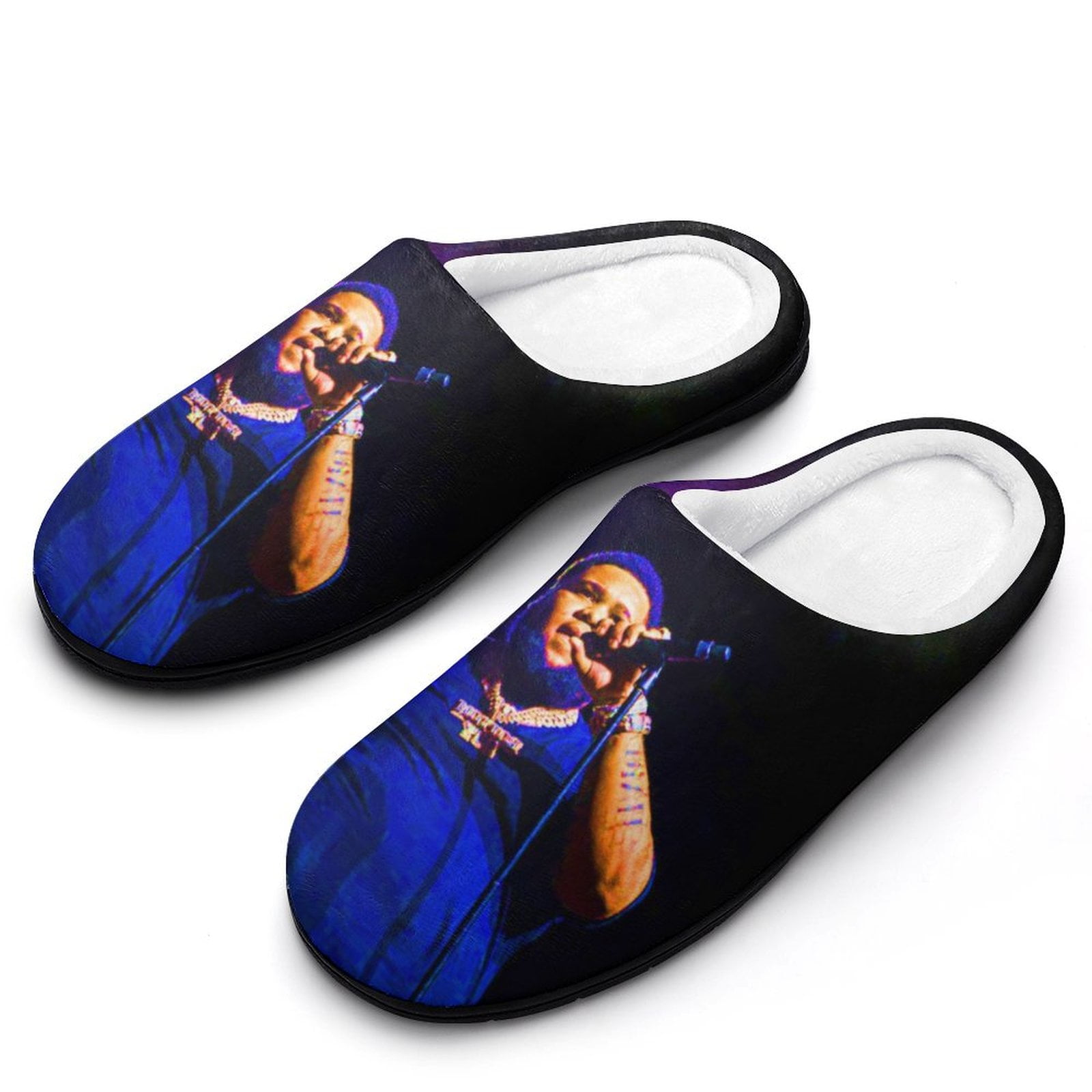 Men Rod Wave Slippers Non-Slip Fuzzy House Slippers Warm Soft Plush ...