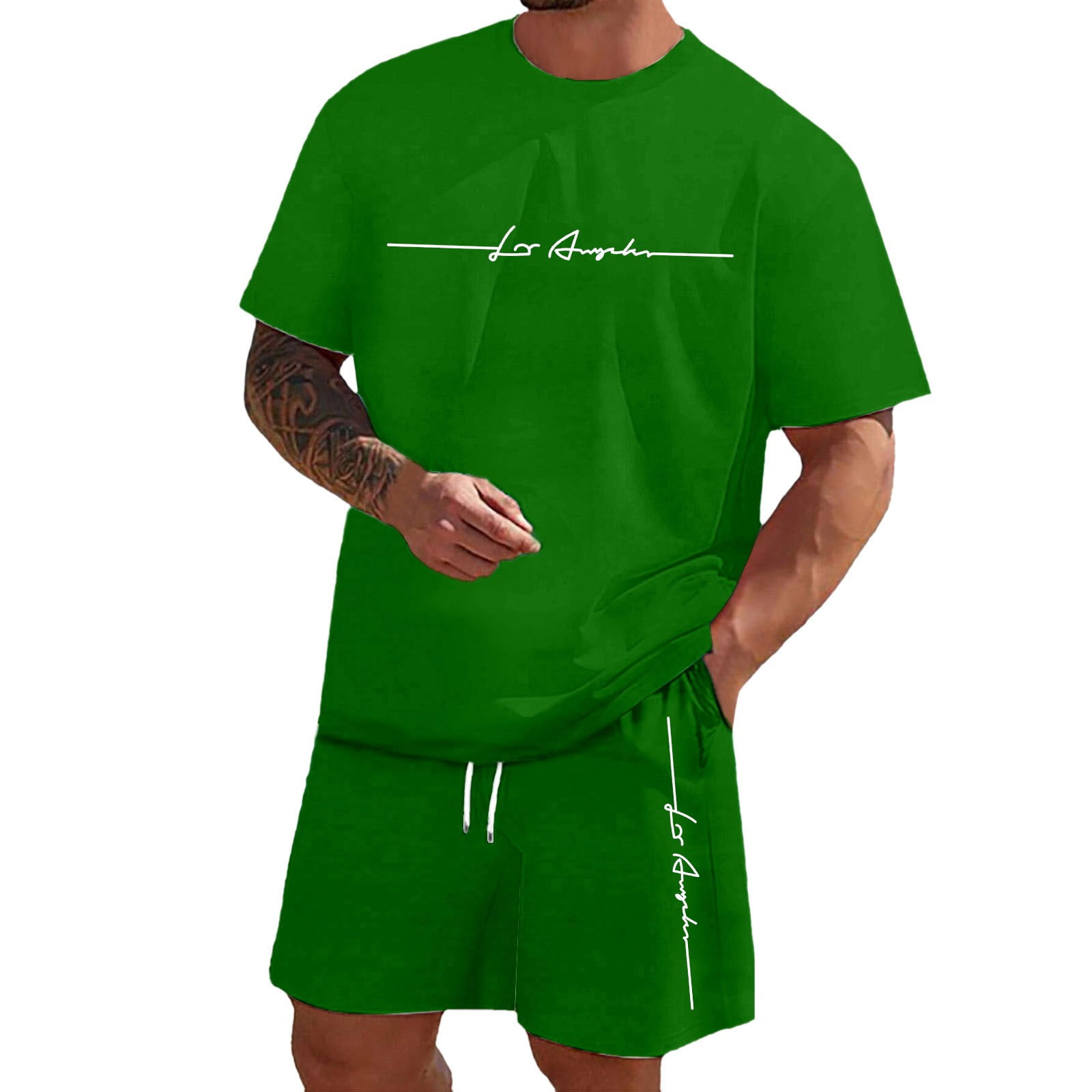 Men'S 2 Piece Outfit Summer Casual Short Sleeve Shirt and Shorts ...