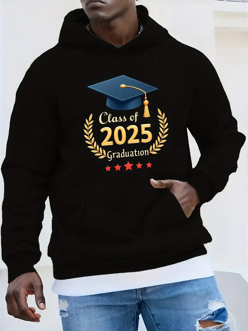 Men'S 2025 Graduation Hoodie - Olive Green Casual Sweatshirt with ...