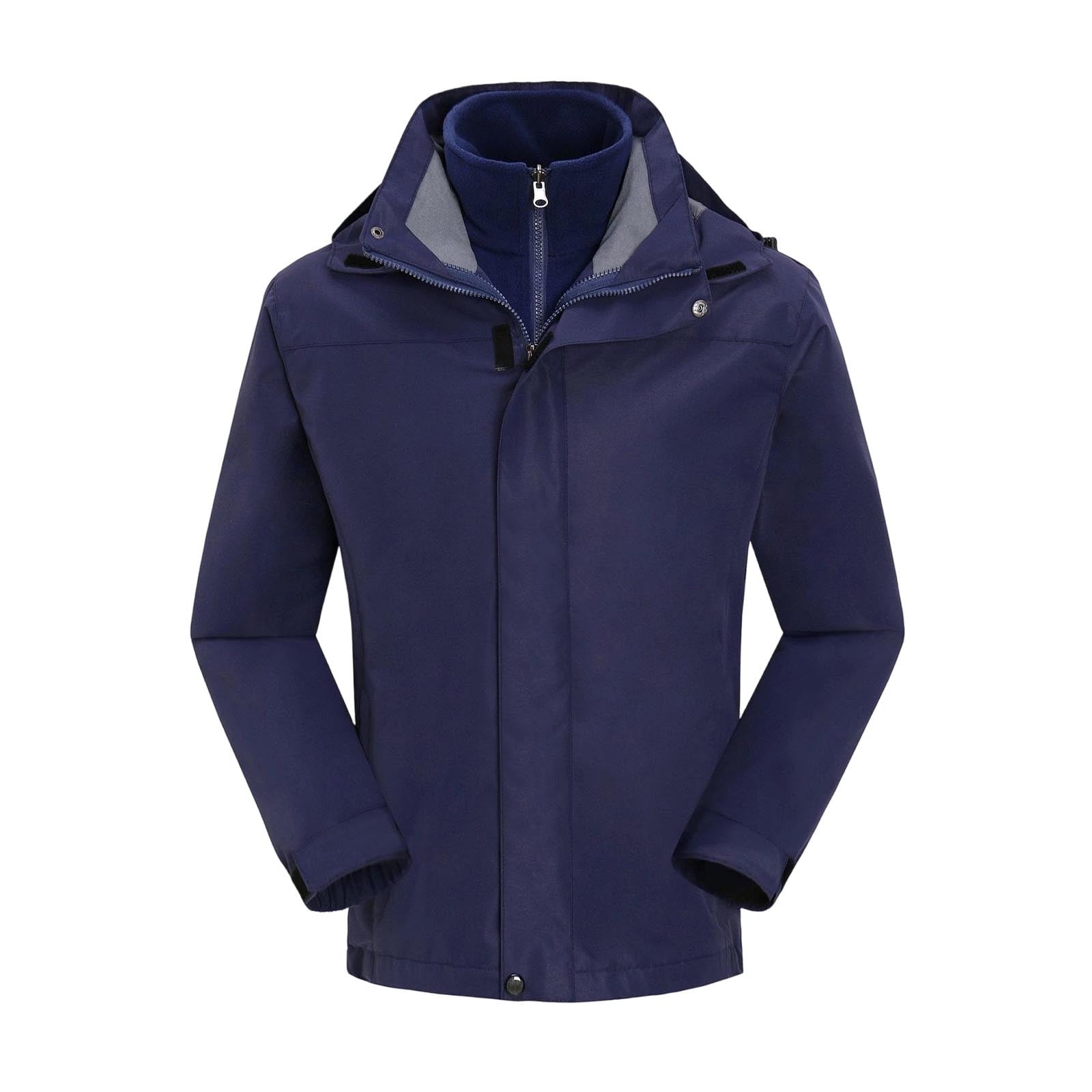 Men'S 3-In-1 Waterproof Ski Jacket, High Neck Detachable Fleece Liner ...