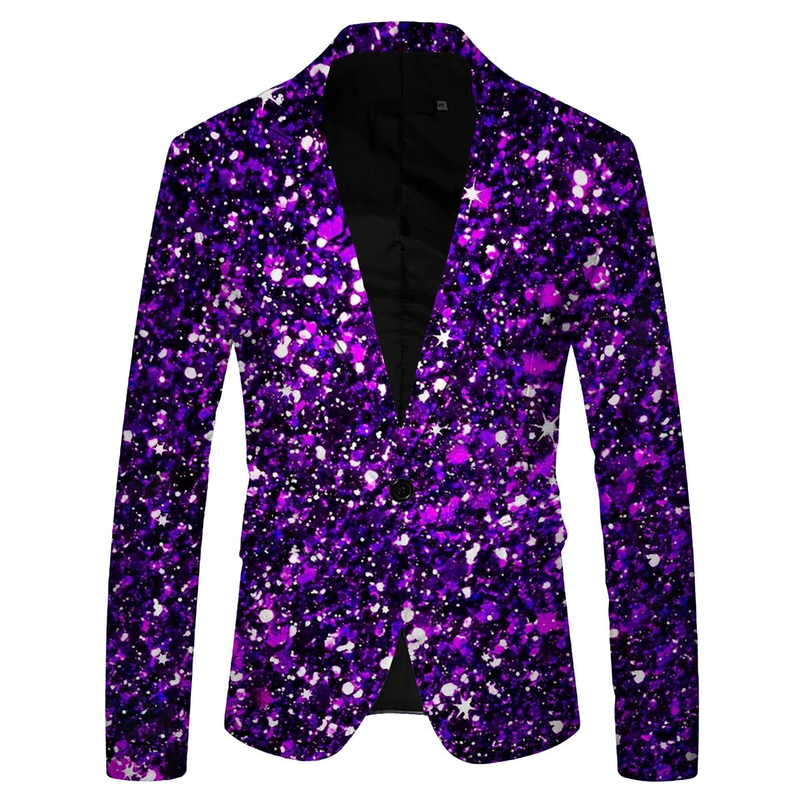 Men'S 3D Sequin Suit Jacket Printed Pocket Lapel Button Up Suit Jacket ...