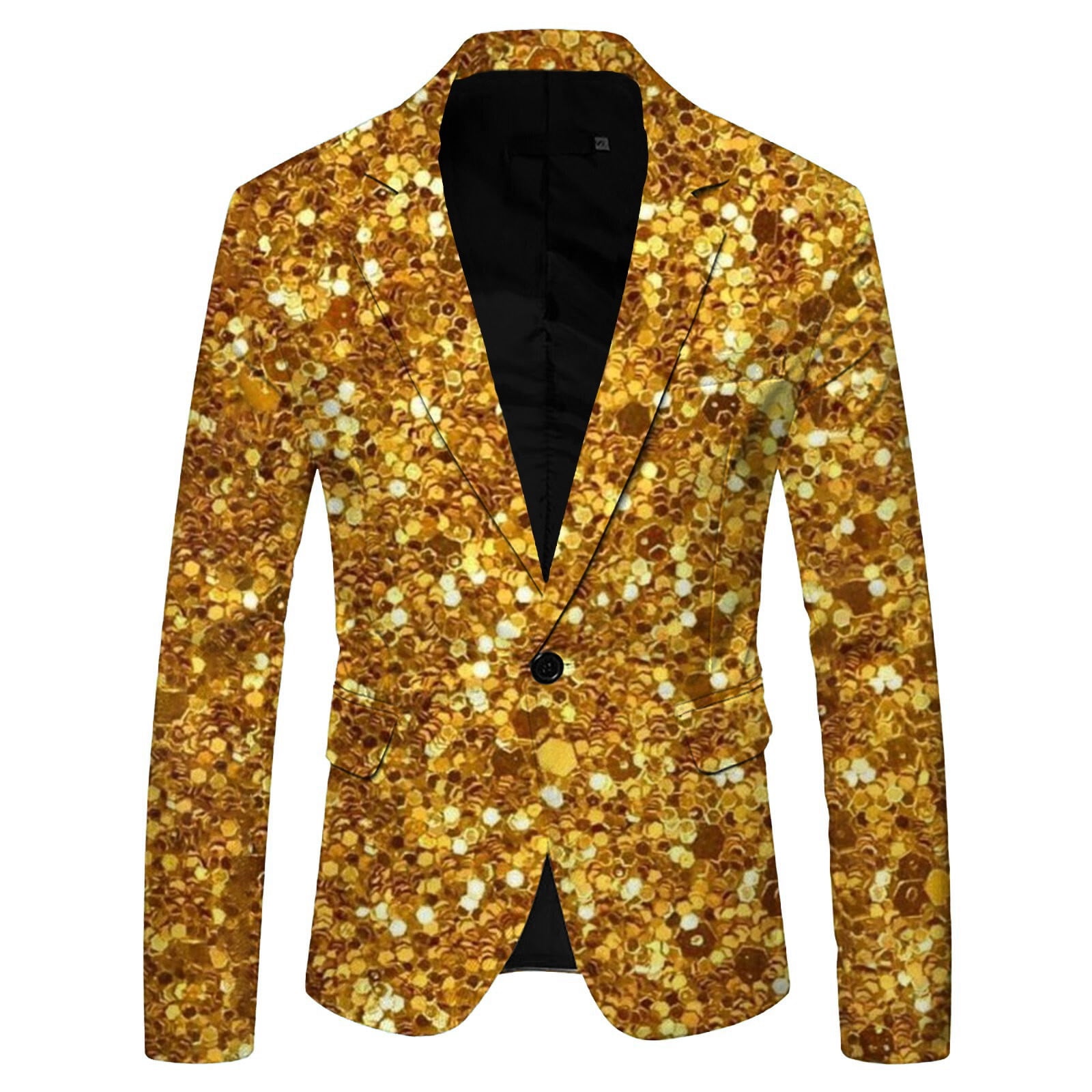 Men'S 3D Sequin Suit Jacket Printed Pocket Lapel Button Up Suit Jacket ...