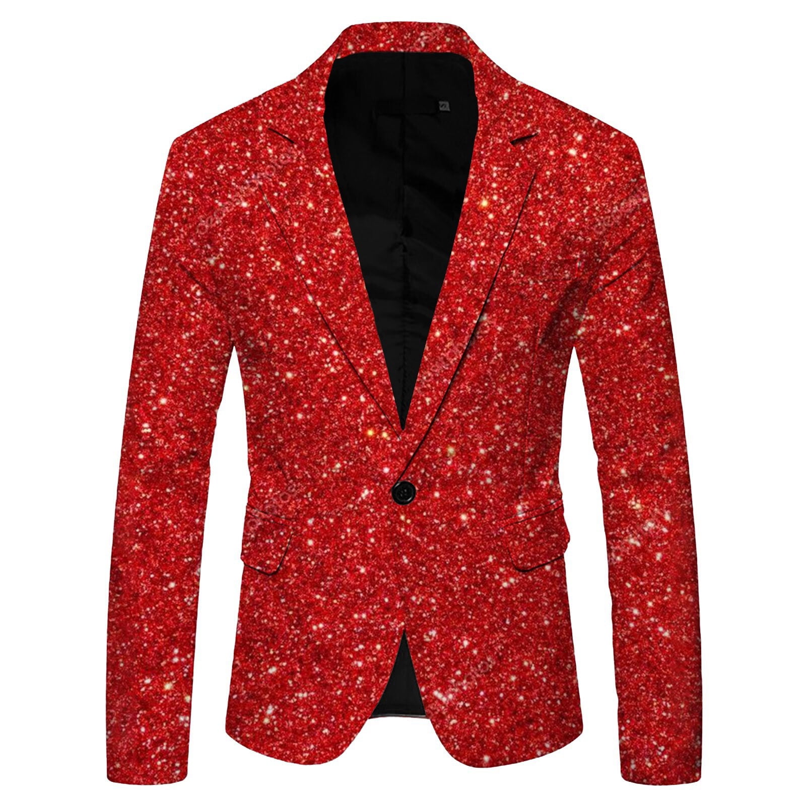 Men'S 3D Sequin Suit Jacket Printed Pocket Lapel Button Up Suit Jacket ...