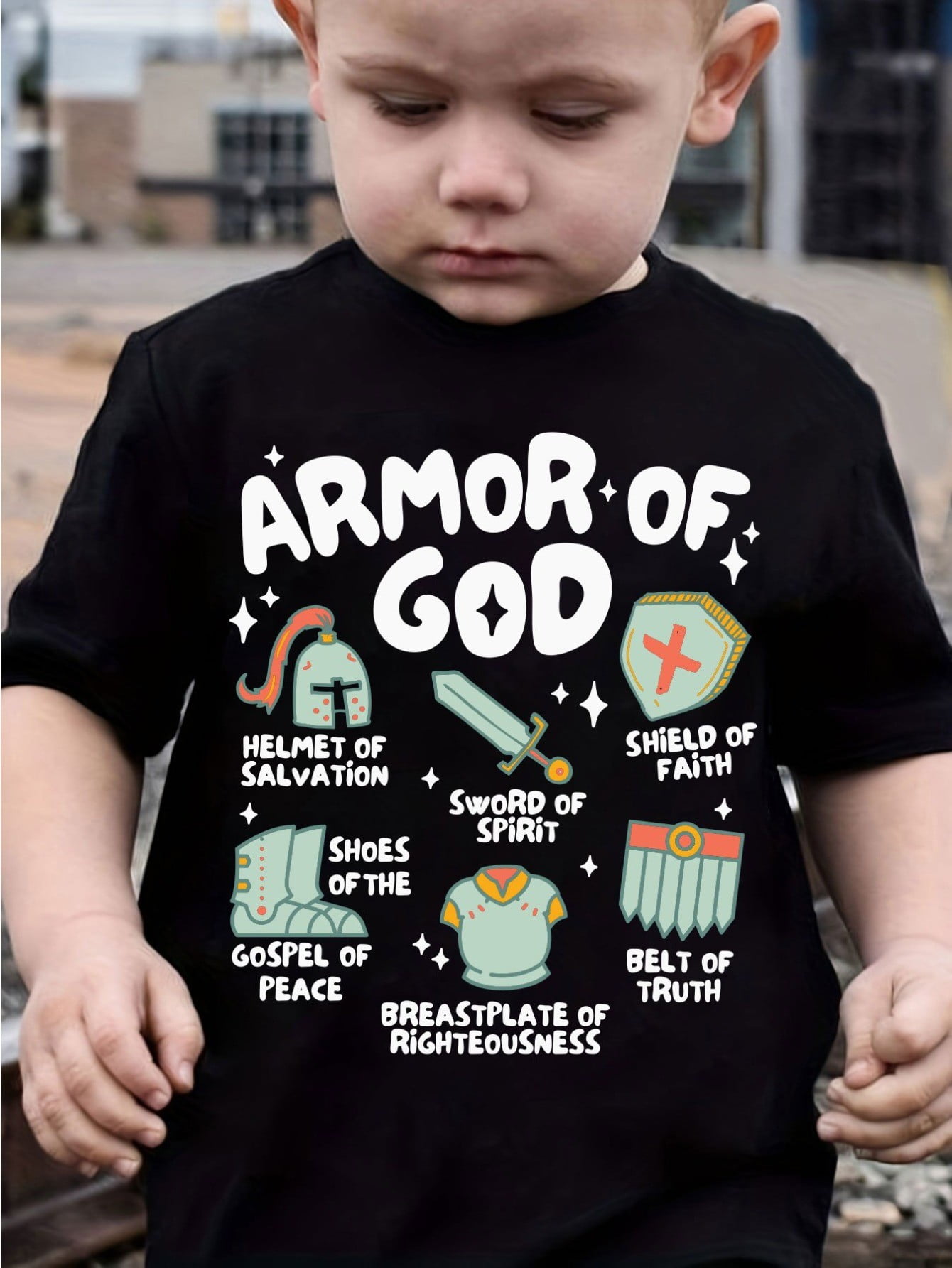 Men'S ARMOR OF GOD Graphic T-Shirt - Casual Black Tee with Helmet ...