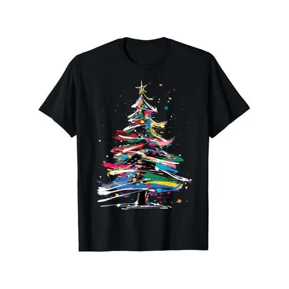Men'S Abstract Christmas Tree Graphic T-Shirt - Soft Short Sleeve Retro ...