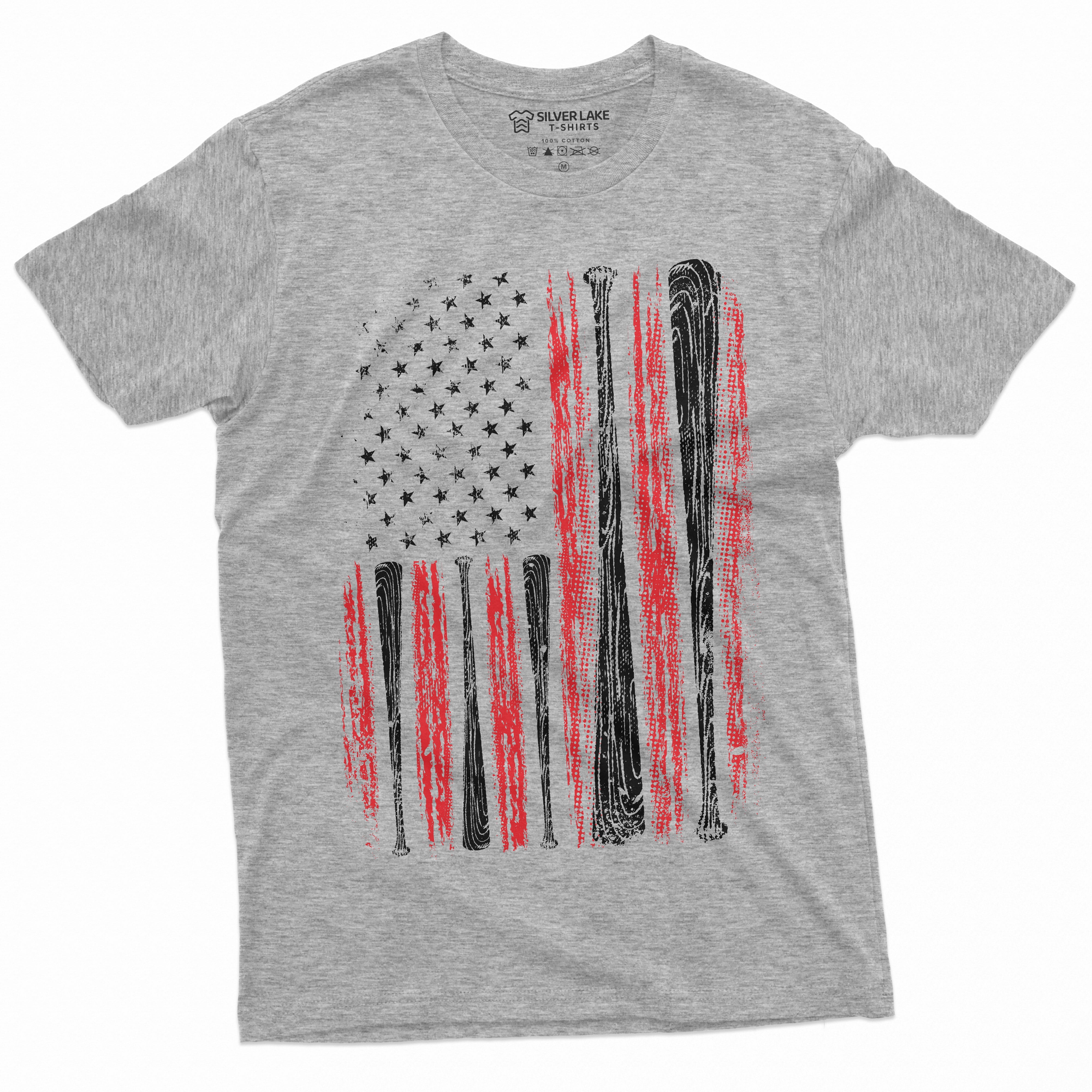 Men'S Baseball Usa Flag T-Shirt Bat Flag Patriotic American Sports ...