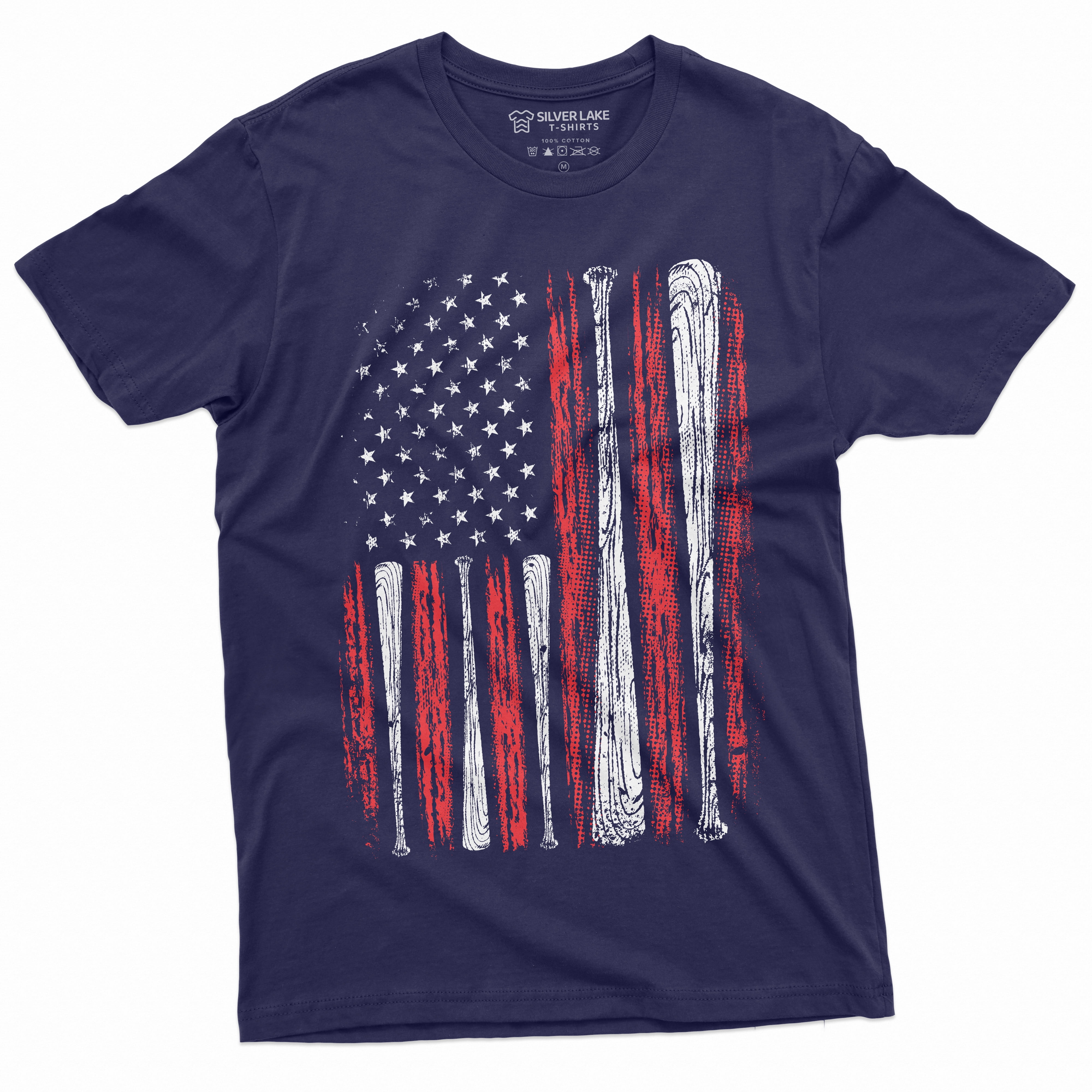 Men'S Baseball Usa Flag T-Shirt Bat Flag Patriotic American Sports ...