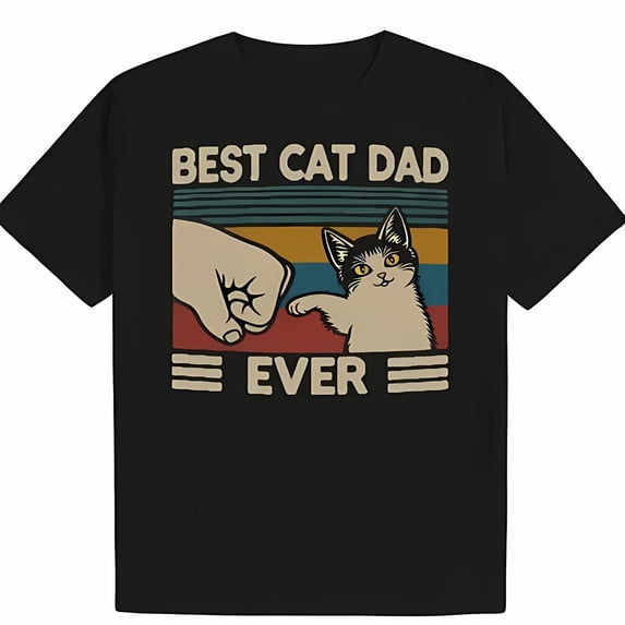 Men'S "Best Cat Dad Ever" Graphic T-Shirt - Funny Summer Short Sleeve ...