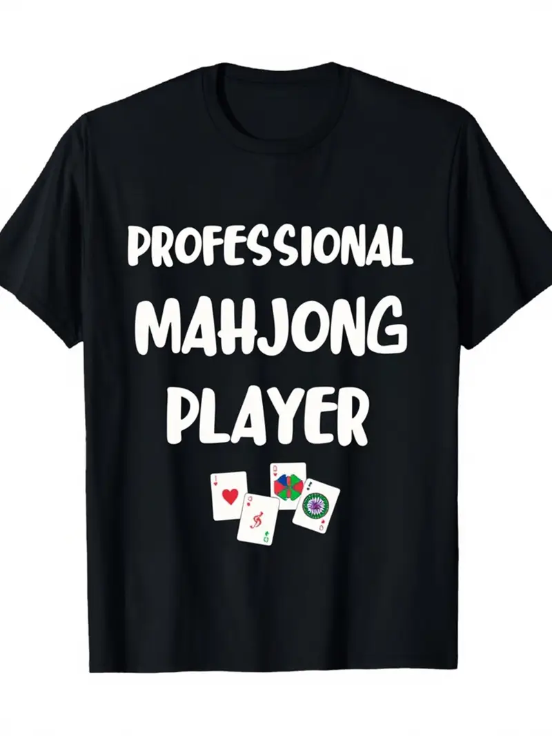 Men'S Black Mahjong Graphic T-Shirt - Professional Mahjong Player ...