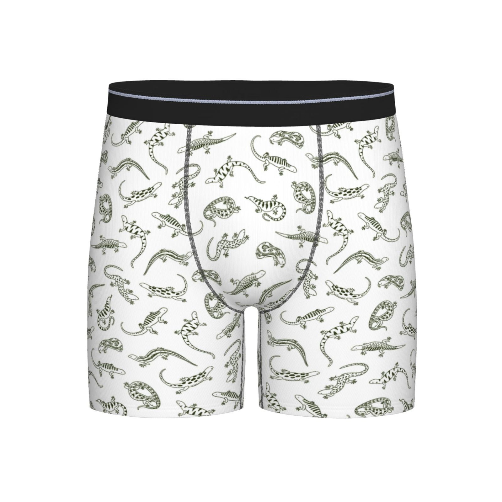 Men'S Boxer Briefs, Black White Lines Cute Lizard Soft And Breathable ...