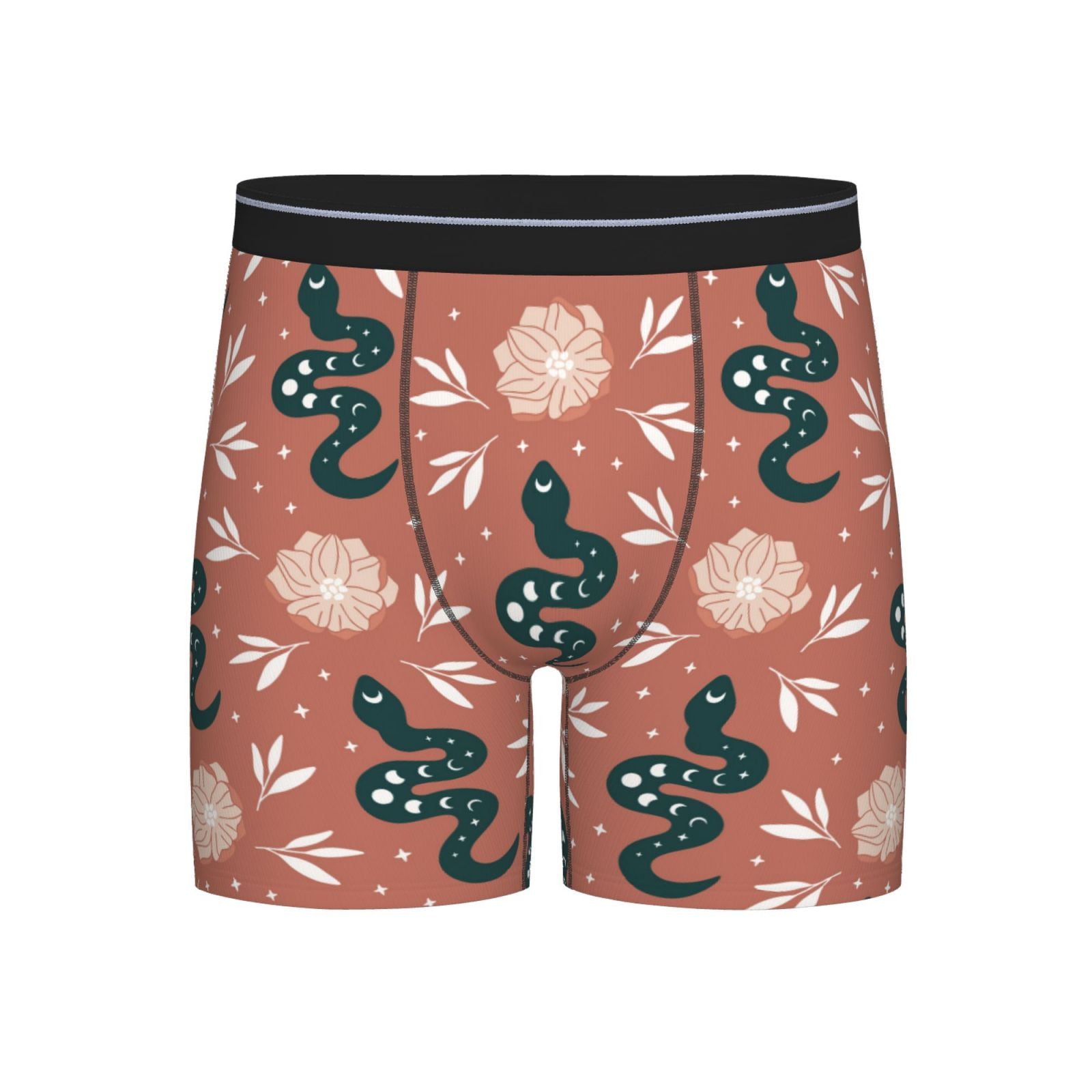 Men'S Boxer Briefs, Classic Cartoon Snake Flower Soft And Breathable ...