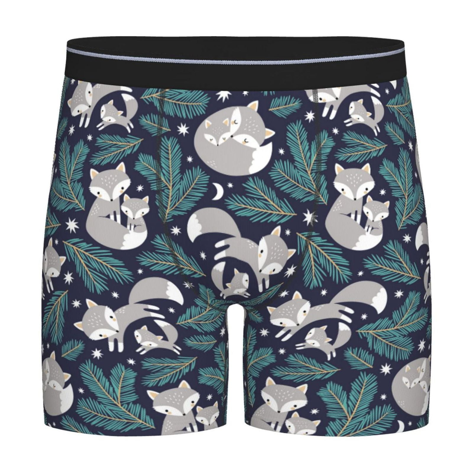 Men'S Boxer Briefs, Gray Fox Green Leaf Soft And Breathable Mens ...