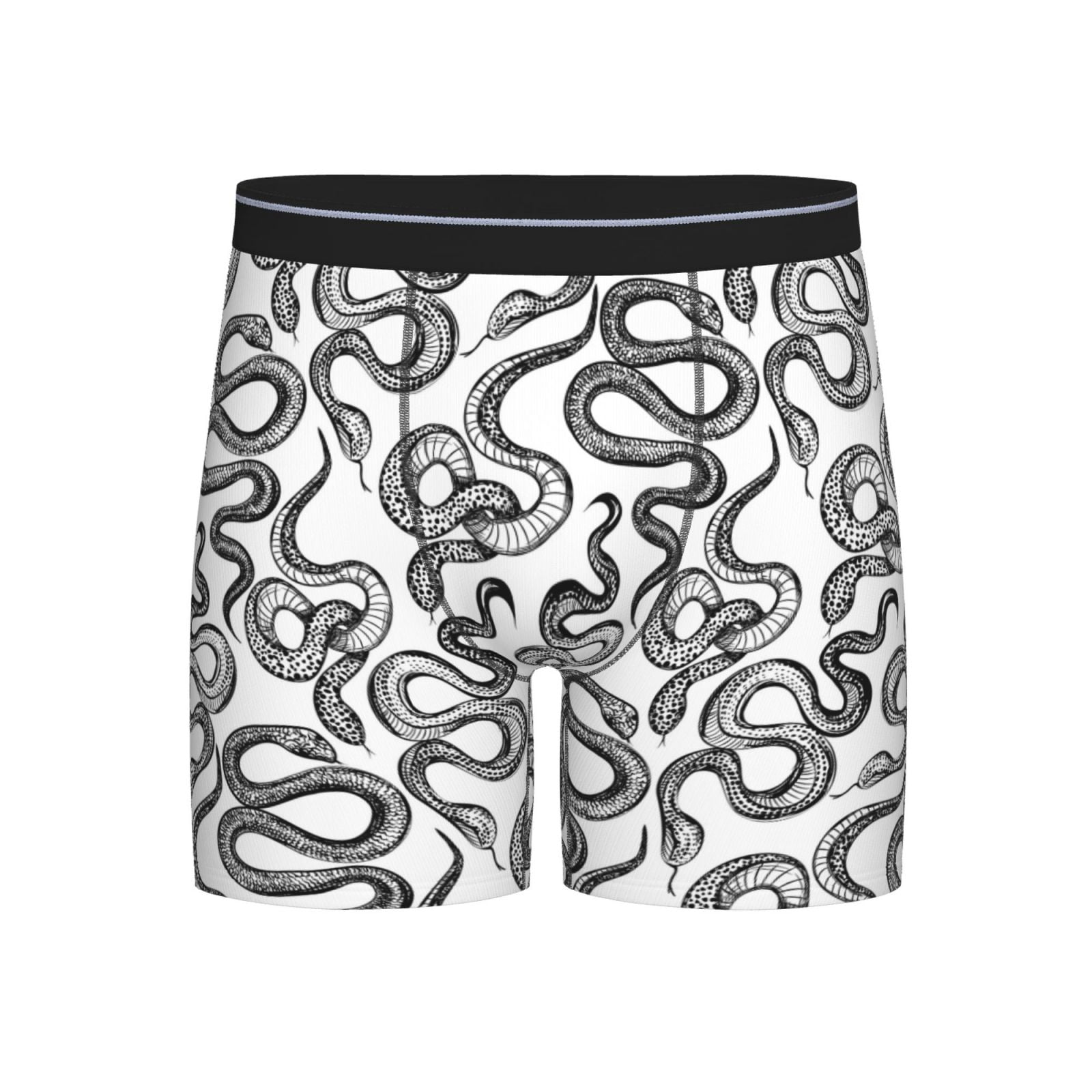 Men'S Boxer Briefs, Minimalist Sketch Snake White Soft And Breathable ...