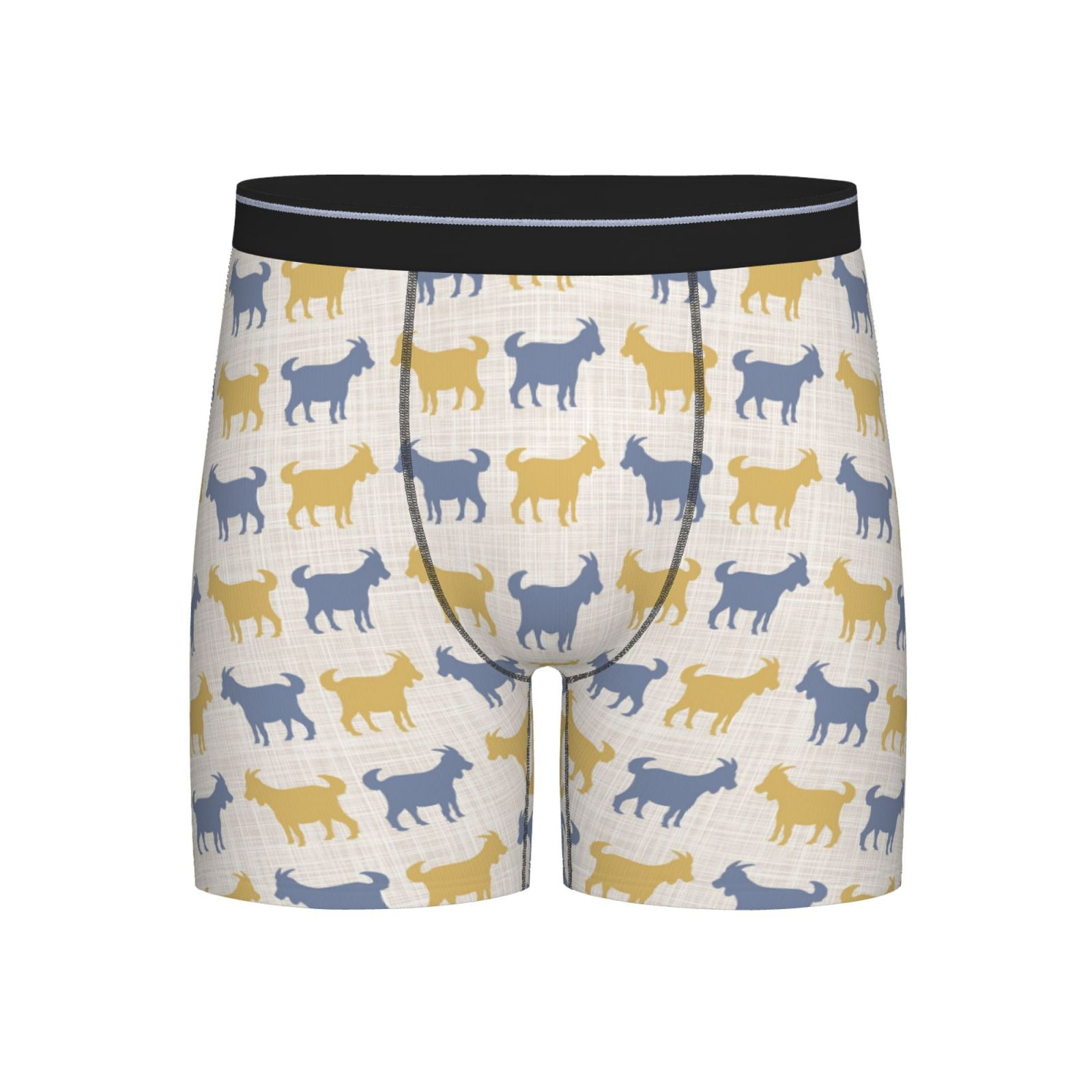 Men'S Boxer Briefs, Plaid Cute Goat Yellow Blue Soft And Breathable ...