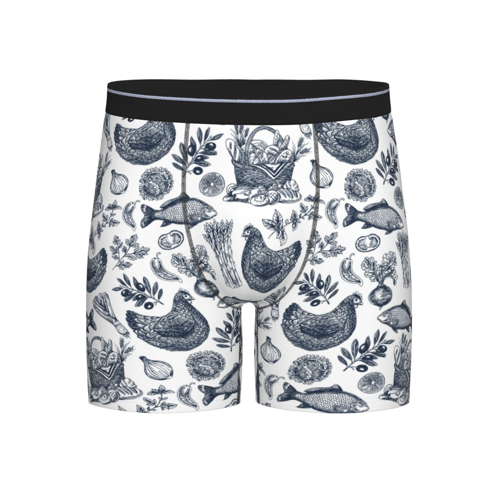 Men'S Boxer Briefs, Sketch Chicken Fish Vegetable Soft And Breathable ...