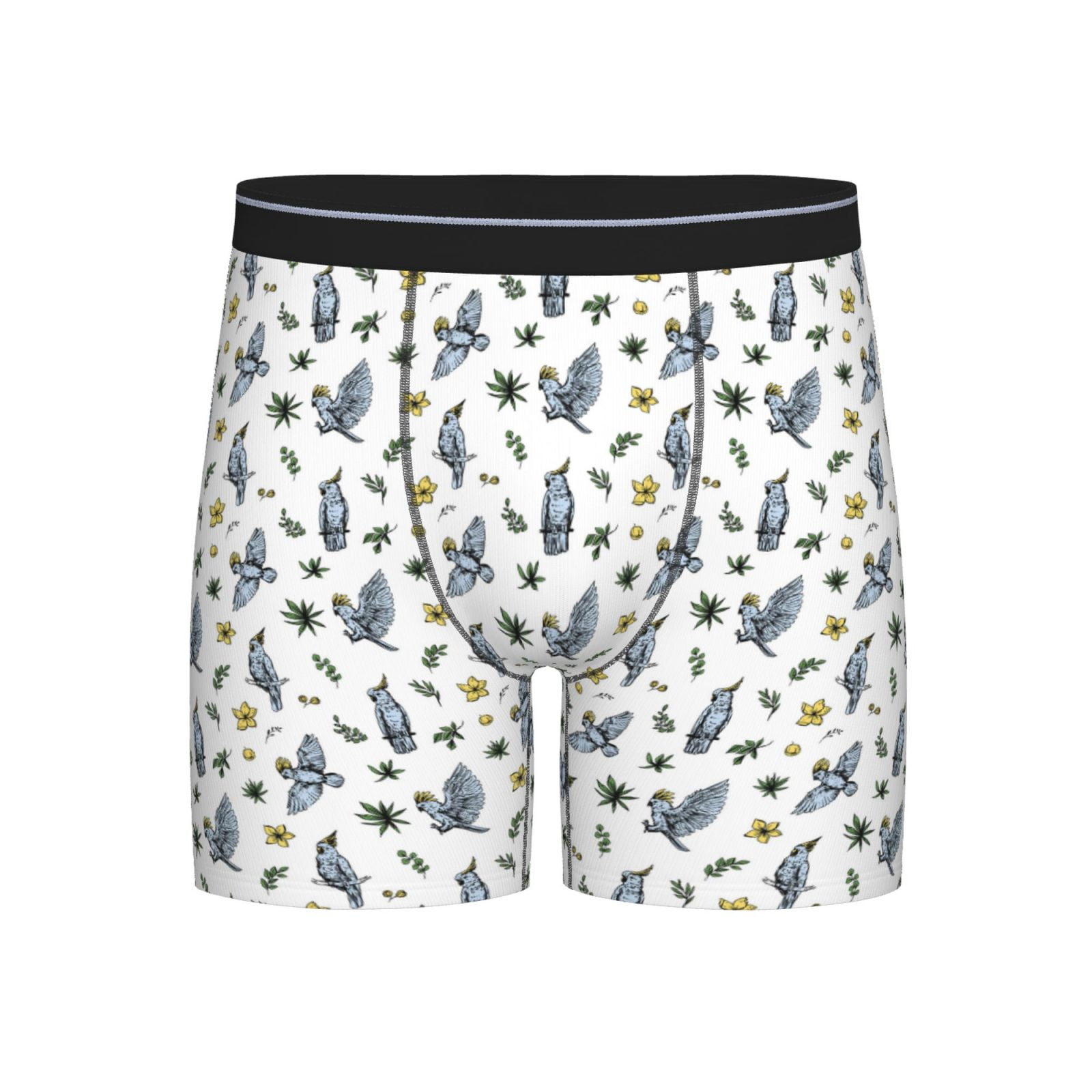Men'S Boxer Briefs, Sketch Line Cute Parrot White Soft And Breathable ...