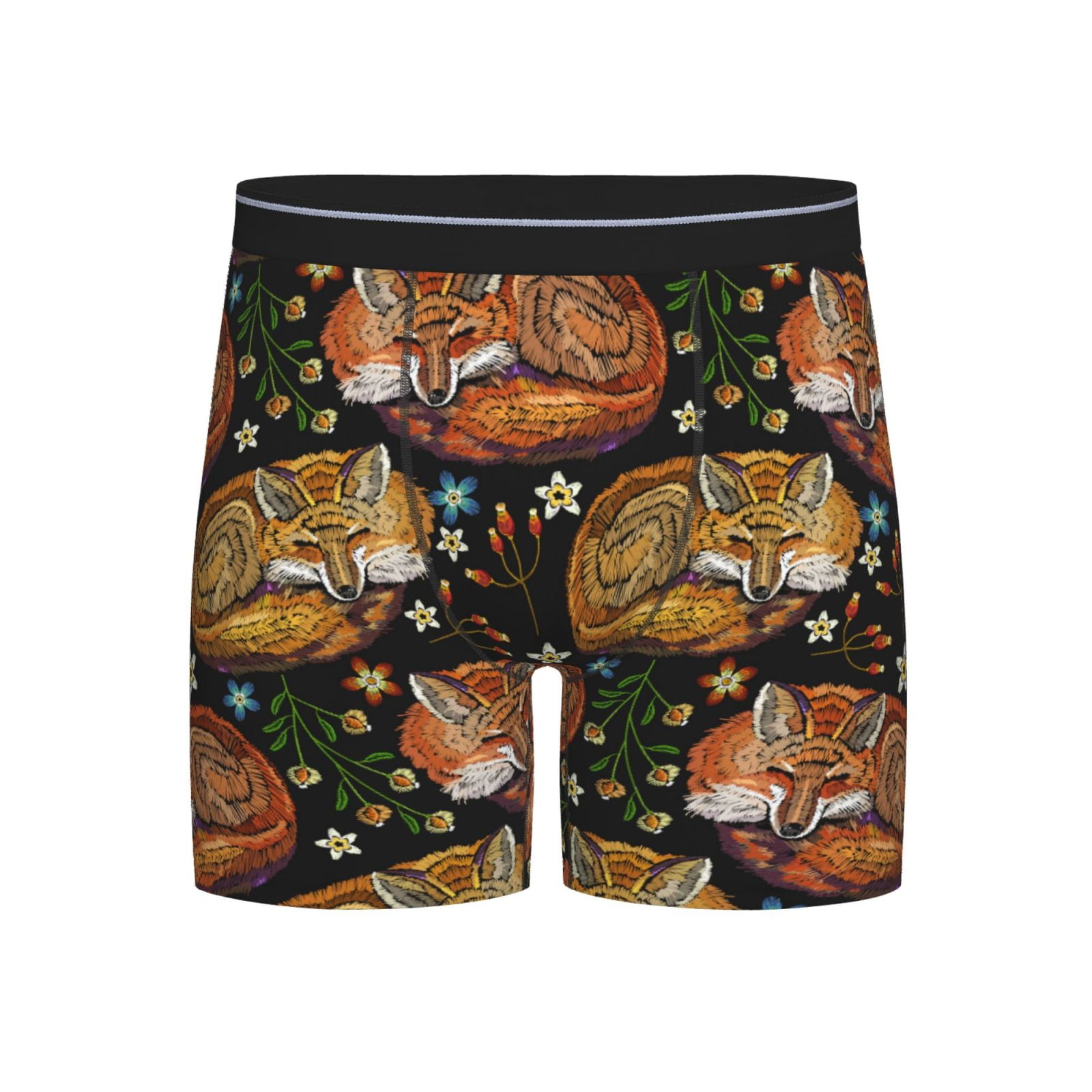 Men'S Boxer Briefs, Tribal Fox Flowers Soft And Breathable Mens ...