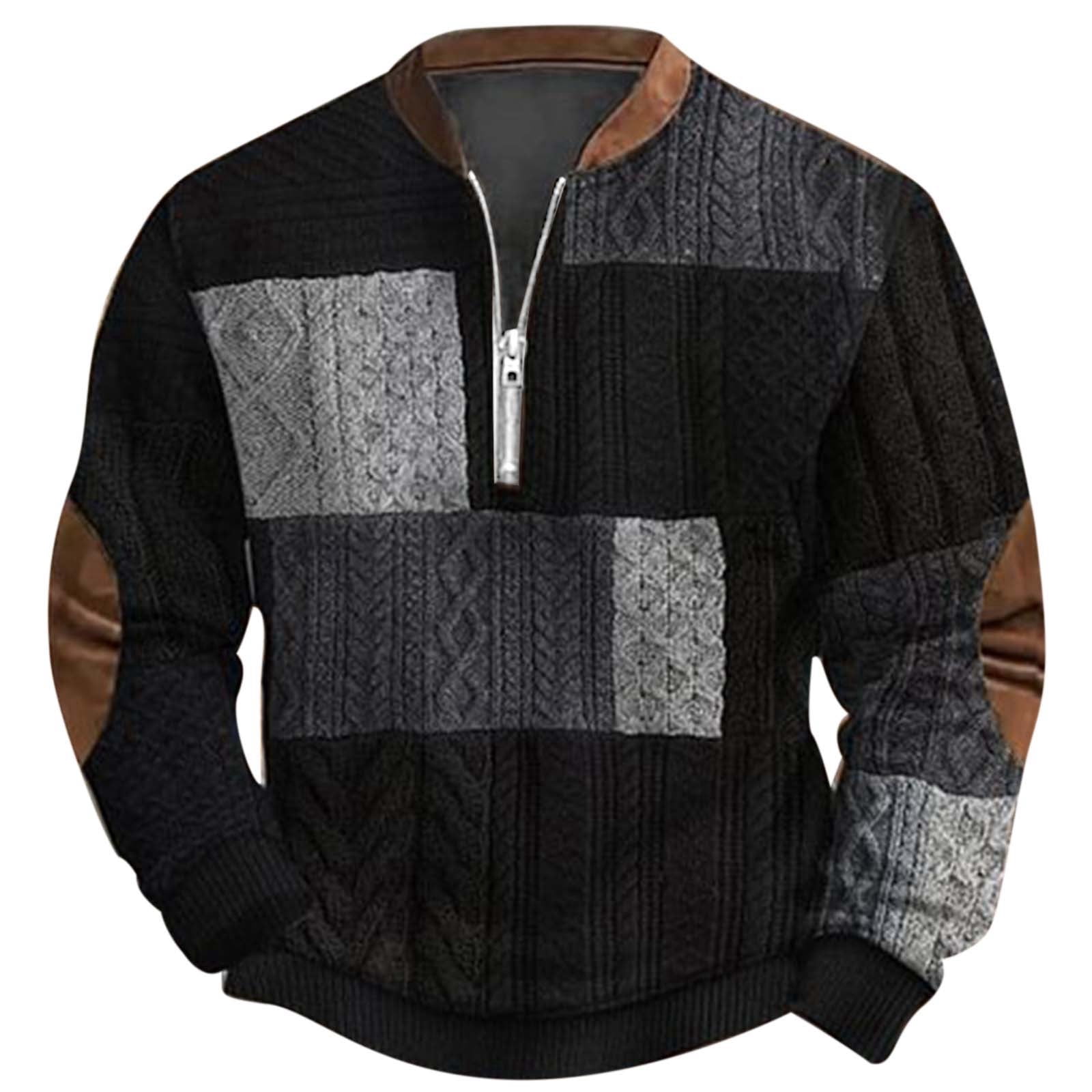 Men'S Cable Knit Sweatshirt｜Half Zip Pullover With Quarter And Chunky ...