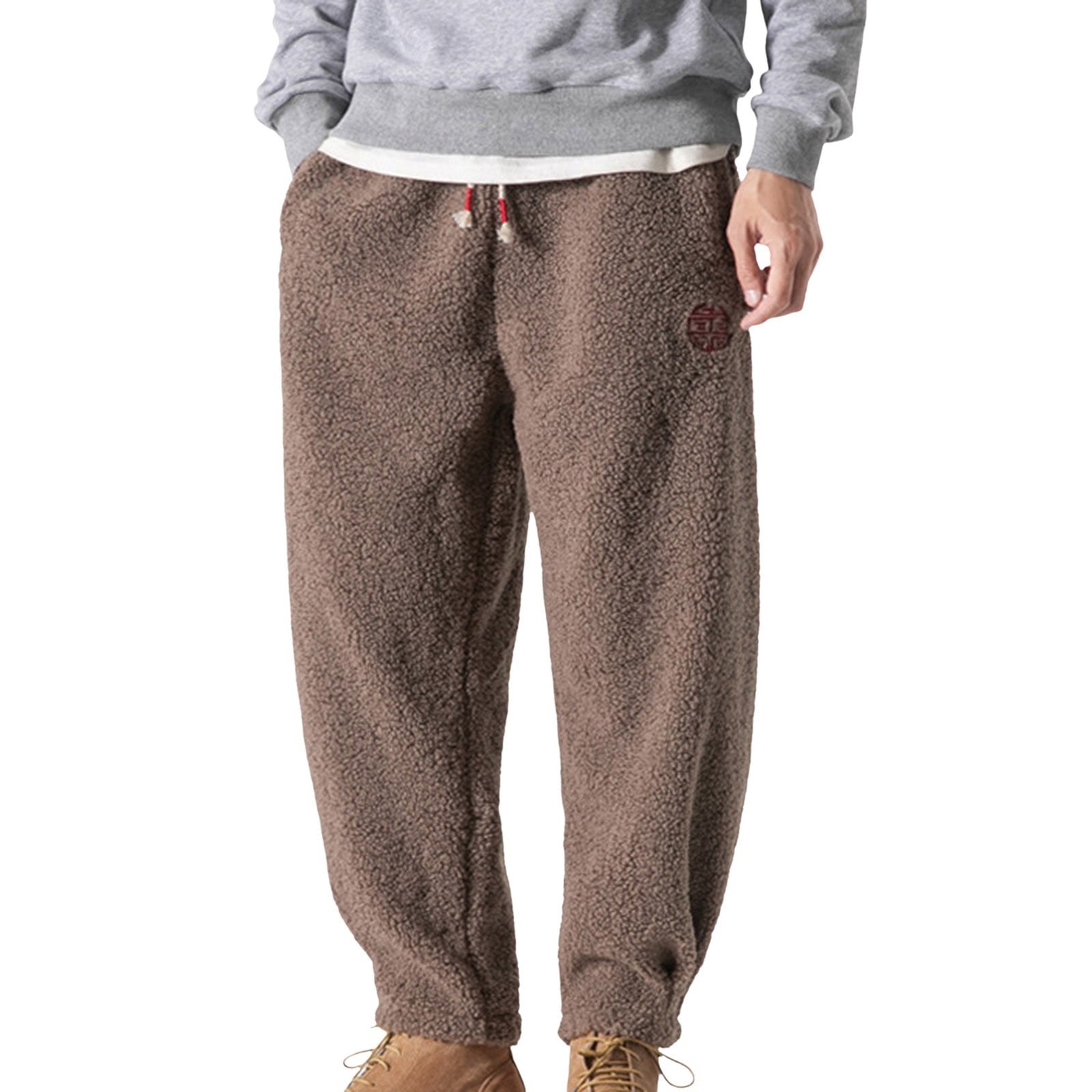 Mens Casual Sweatpants Male With Pockets In Cozy Jogger For Men Winter Plush And Thick Plush