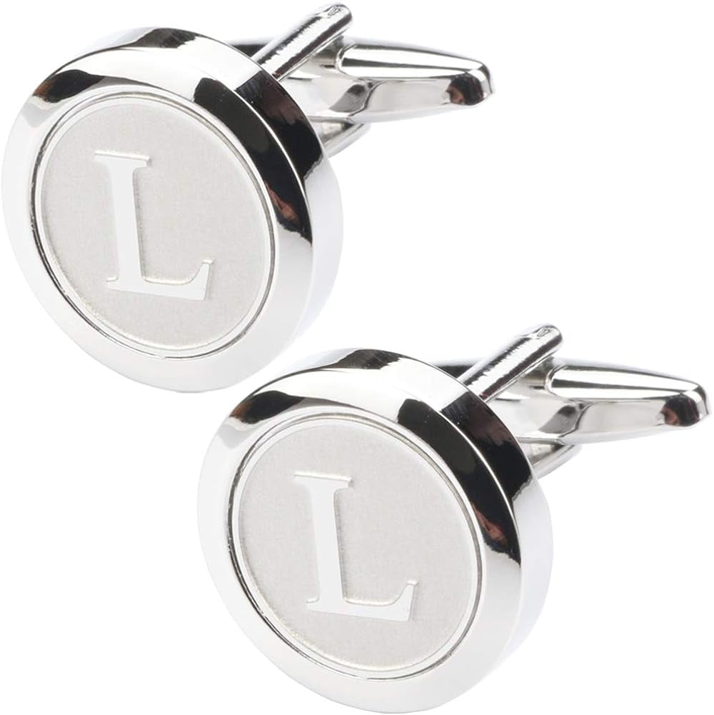 Men'S Classic Stainless Steel Initials Cufflinks 26 Initials Cufflinks ...