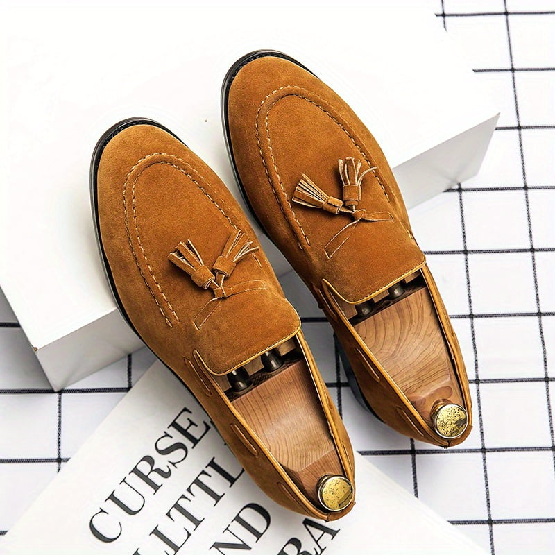 Men'S Classic Tassel Loafers, Business Casual Slip-On Shoes, Round Toe ...