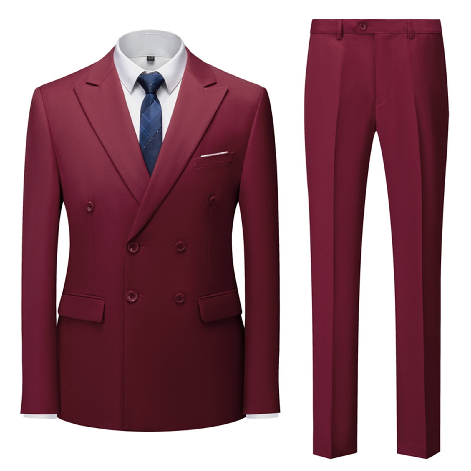 Men'S Double- Suit 2024 Fashion Business Casual Solid Color Suit Two ...