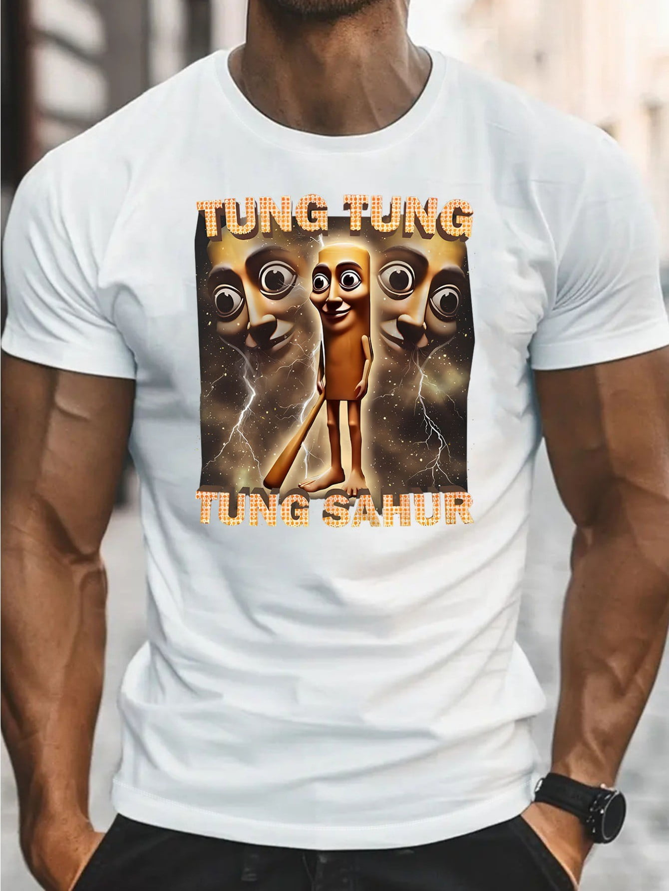 Men'S Funny Baseball Bat T-Shirt - "Tung Tung Tung Sahur" Cartoon ...