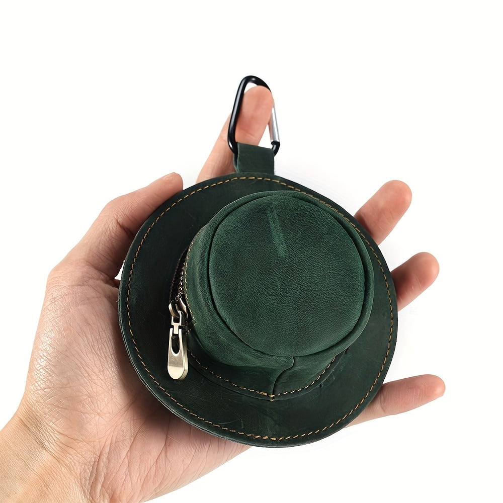 Men'S Genuine Leather Hat-Shaped Coin Purse - Compact Waist-Hanging ...