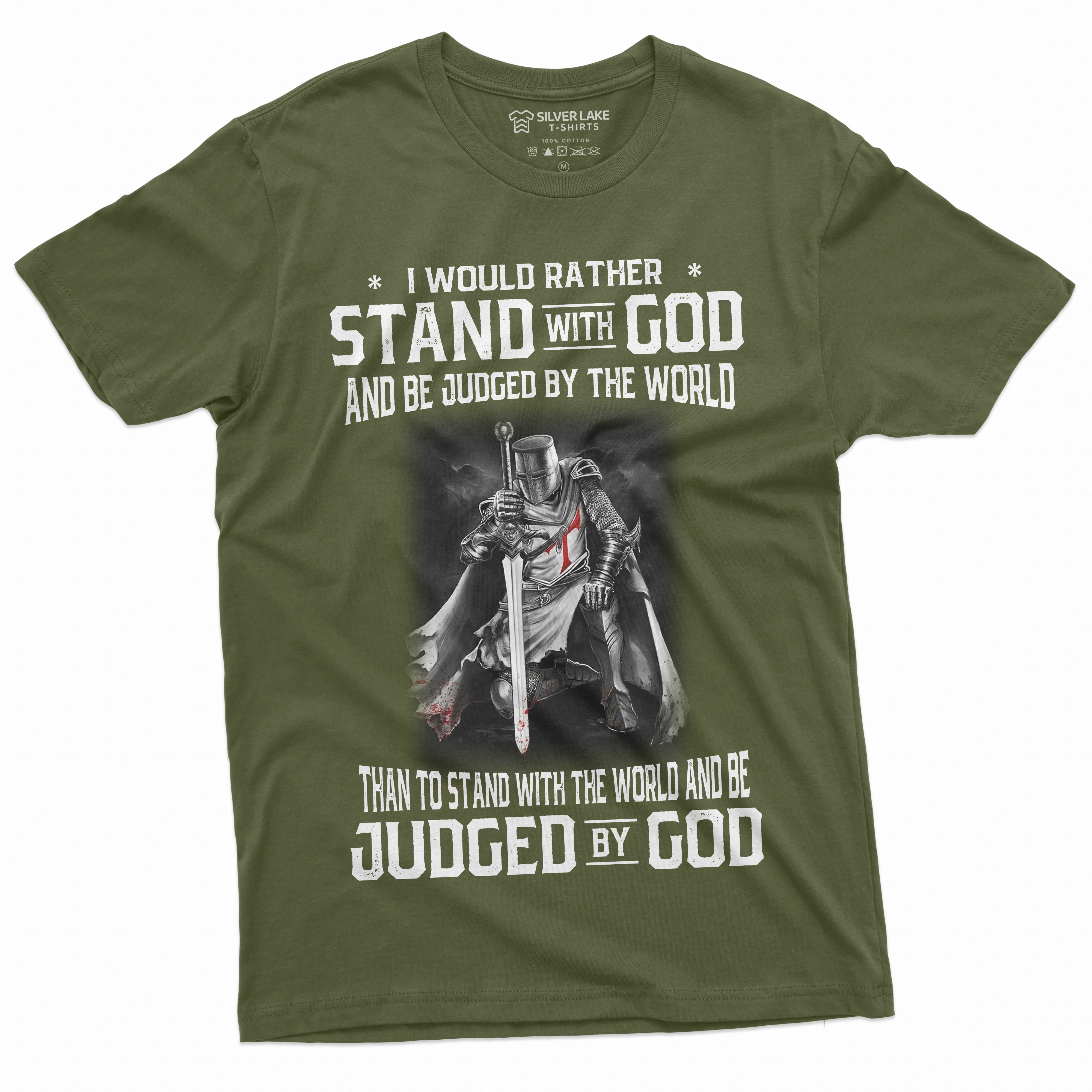 Men'S God Jesus T-Shirt Stand By God Tee Shirt |Jesus Christmas Tee-Shirt (Large Military Green ...