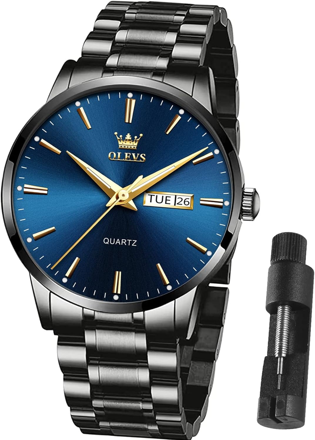 Men'S Gold Watch Waterproof Stainless Steel Lightweight Watch With Date ...