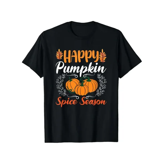 Men'S Happy Pumpkin Spice Season T-Shirt - Retro Fall Graphic Tee with ...