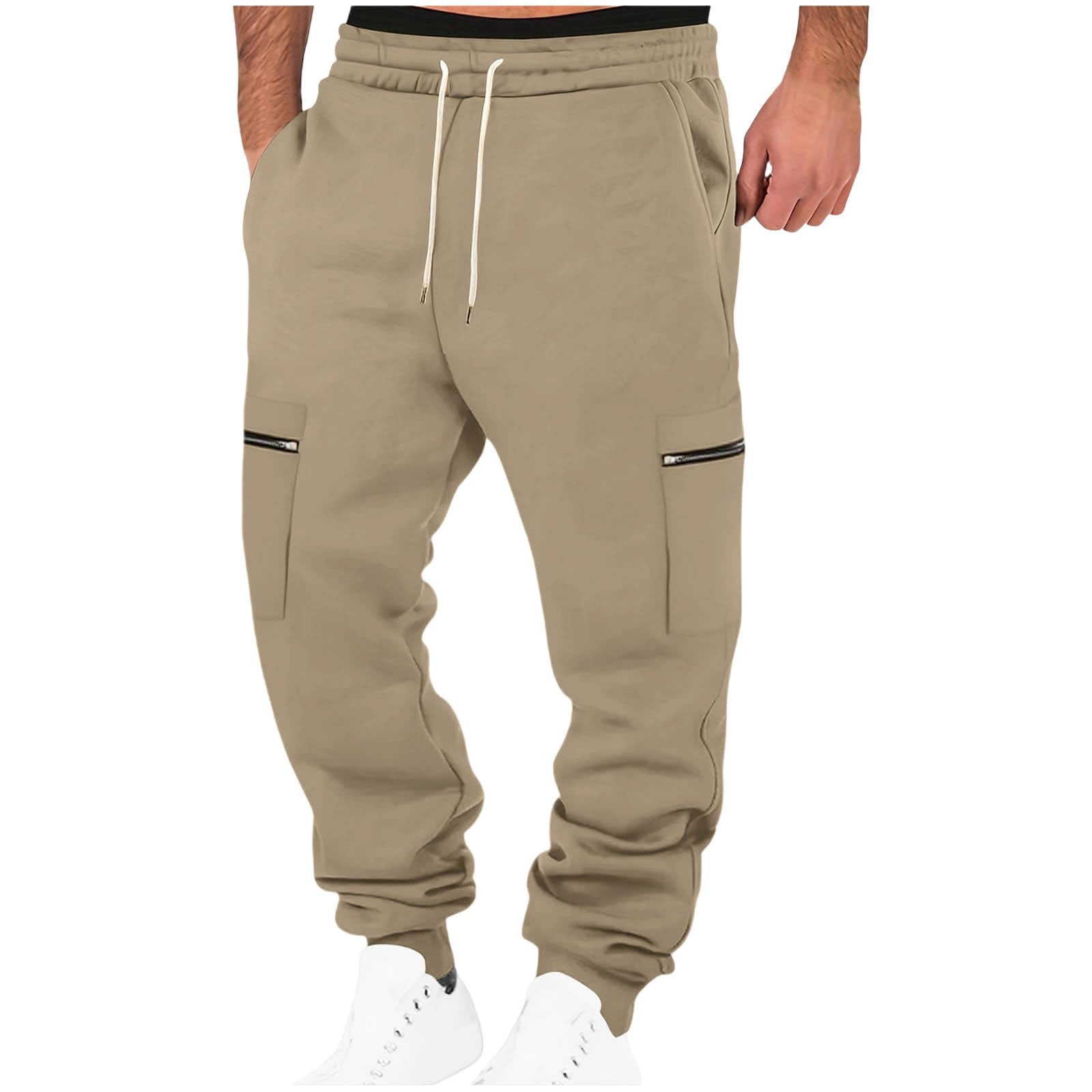 Men'S Heavyweight Fleece Cargo Sweatpants Baggy Sweat Pants With ...