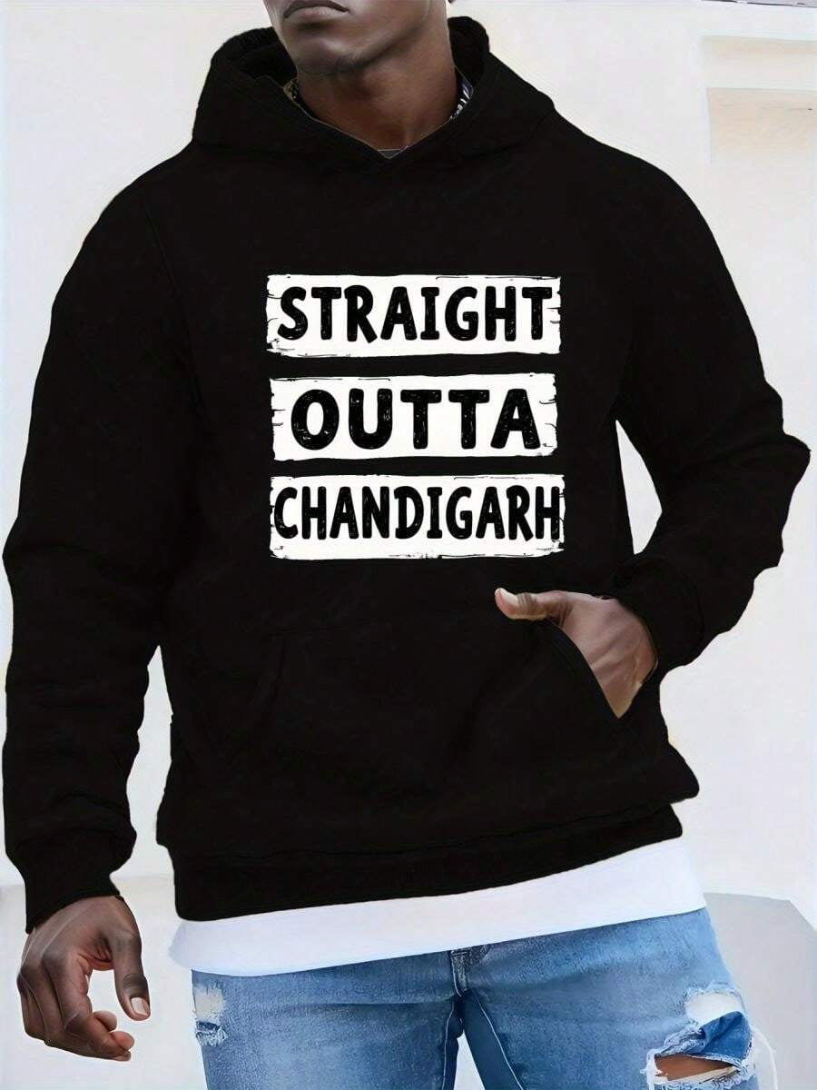 Men'S Heavyweight Hoodie - Black Hooded Sweatshirt With "Nobody Cares ...