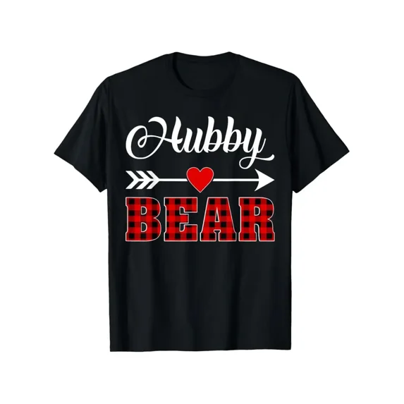 Men'S Hubby Bear Graphic T-Shirt - Black Short Sleeve Retro Vintage Tee ...