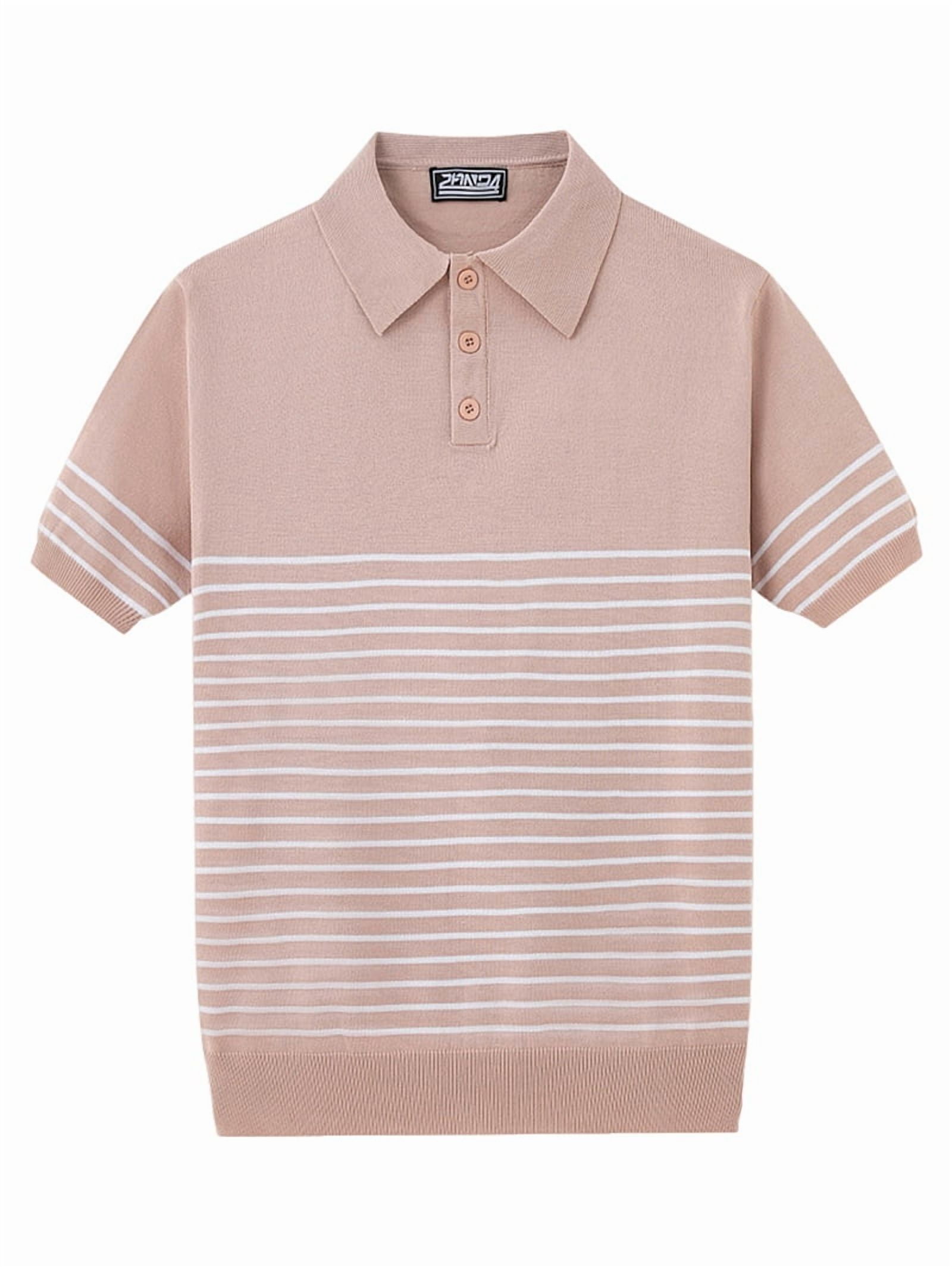 Men'S Knit Tops Short Sleeve Striped Golf Shirts Light-Weight Casual ...
