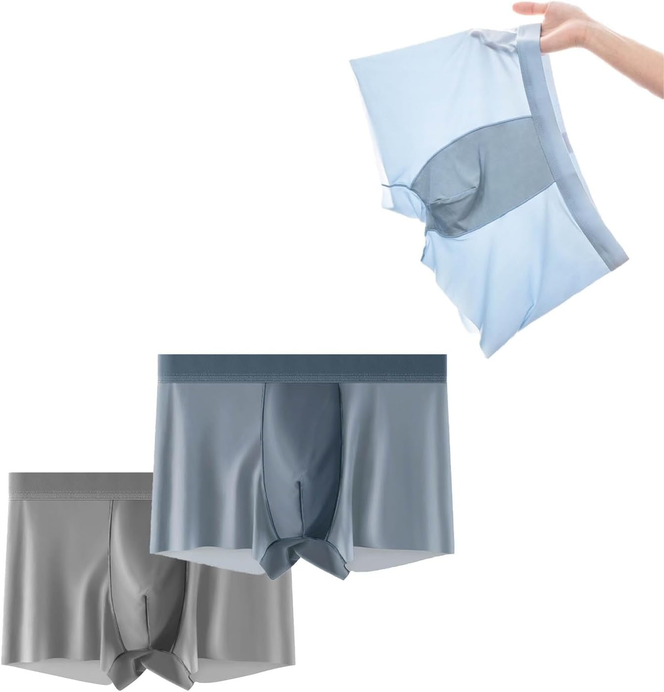 Men'S Large Size Ice Silk Breathable Briefs Cool Sexy See Through Ultra ...