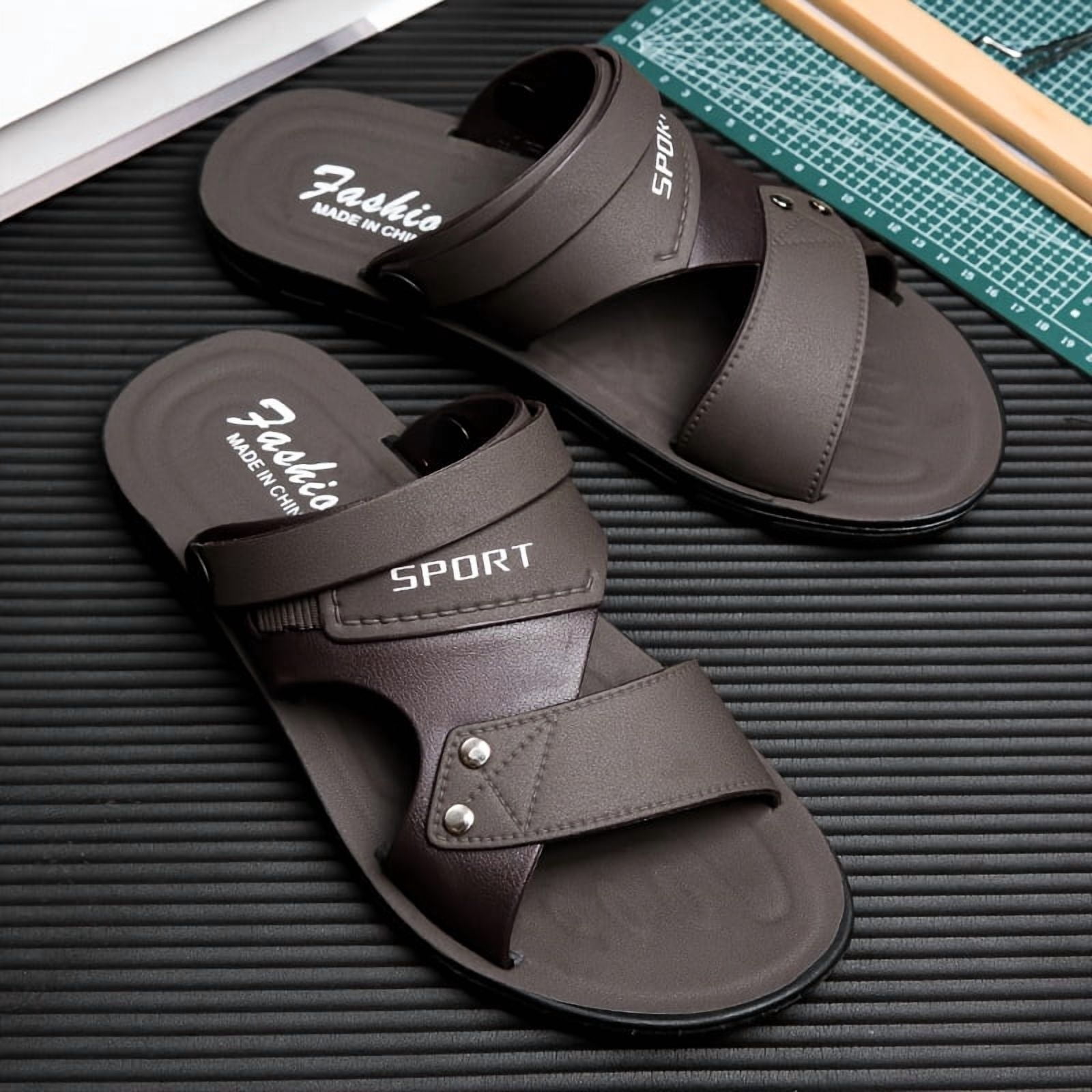 Men'S Large Size Versatile Outdoor Slip-On Sandals, Non-Slip Soft Sole ...