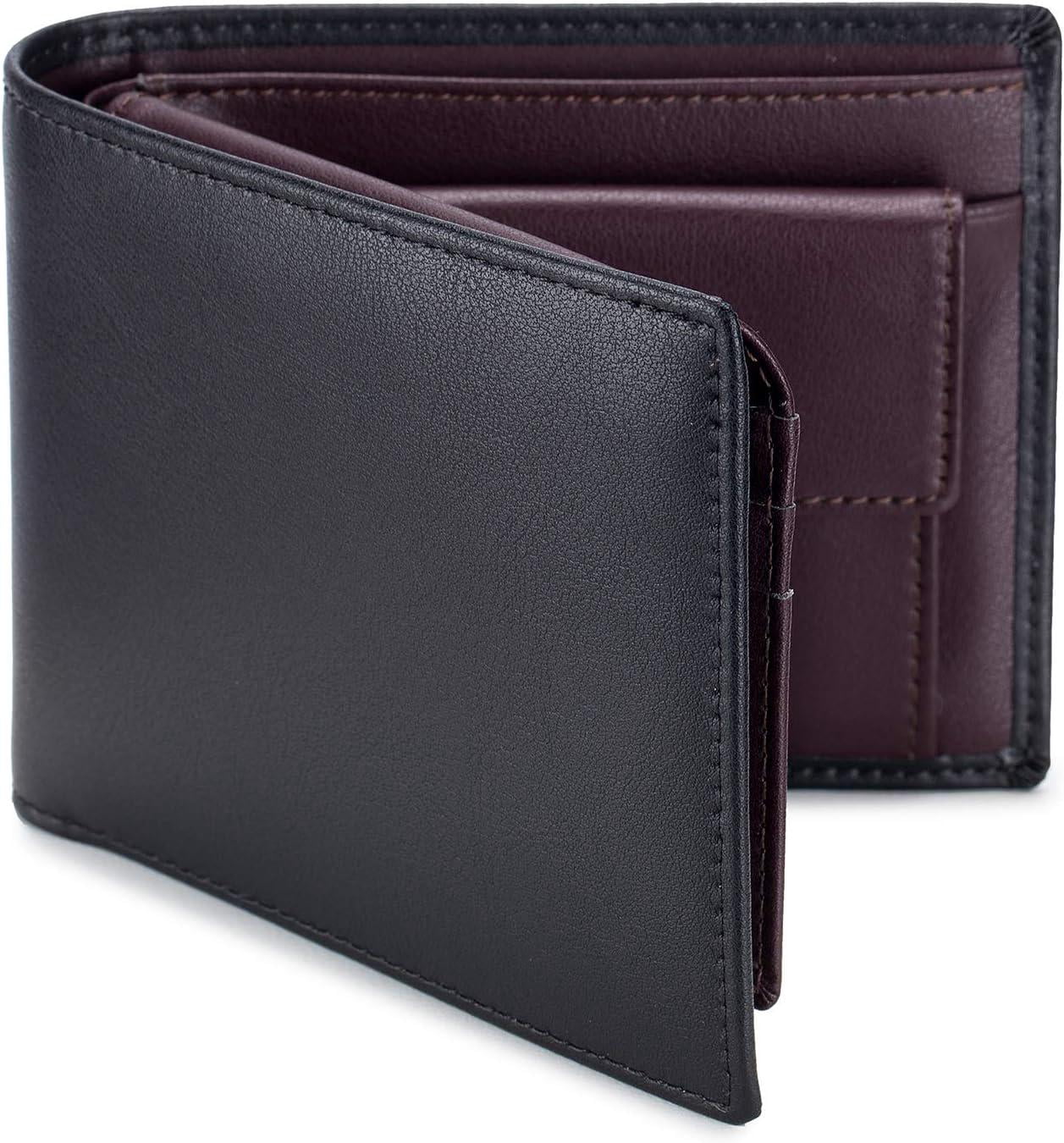 Men'S Leather Wallet with Coin Pocket Flip Up Id Window Rfid Blocking ...