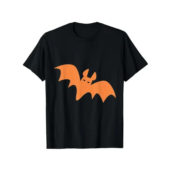 Men'S Minimalist Bat Graphic T-Shirt - Black with Orange Bat Design ...