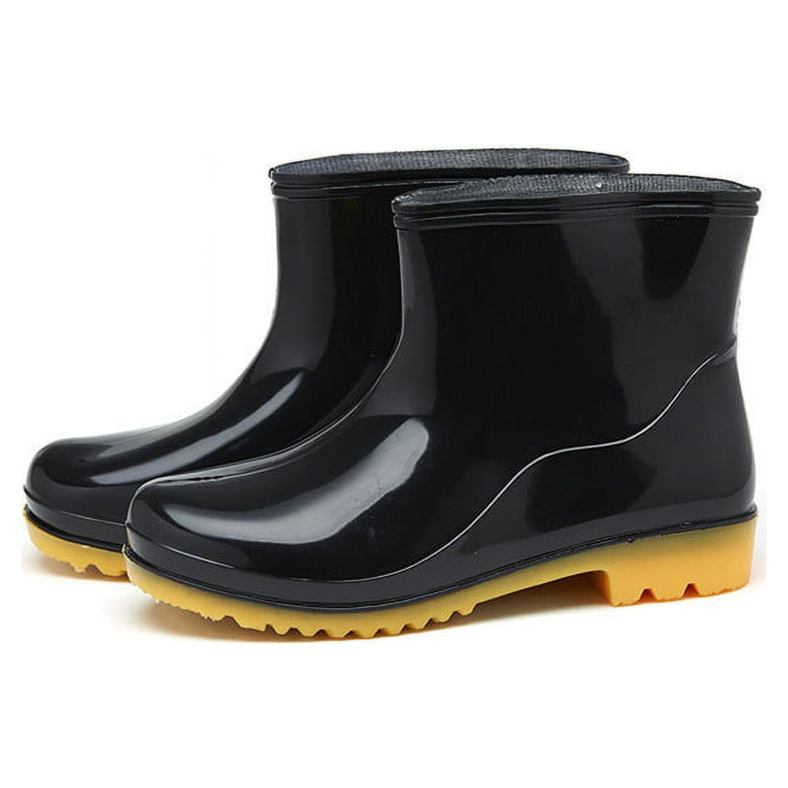 Men'S Multi-Season Rain Boots Warm Waterproof Anti-Slip Black PVC Adult ...