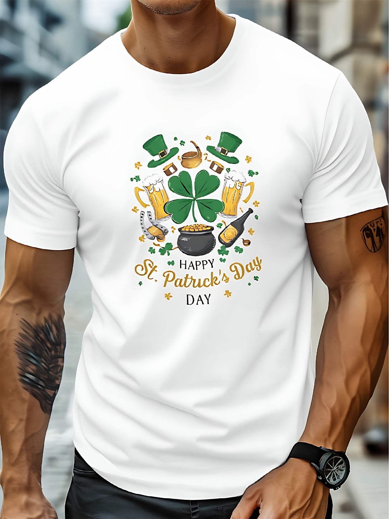 Men'S Plus Size St. Patrick'S Day T-Shirt | Pure Crew Neck Short Sleeve ...