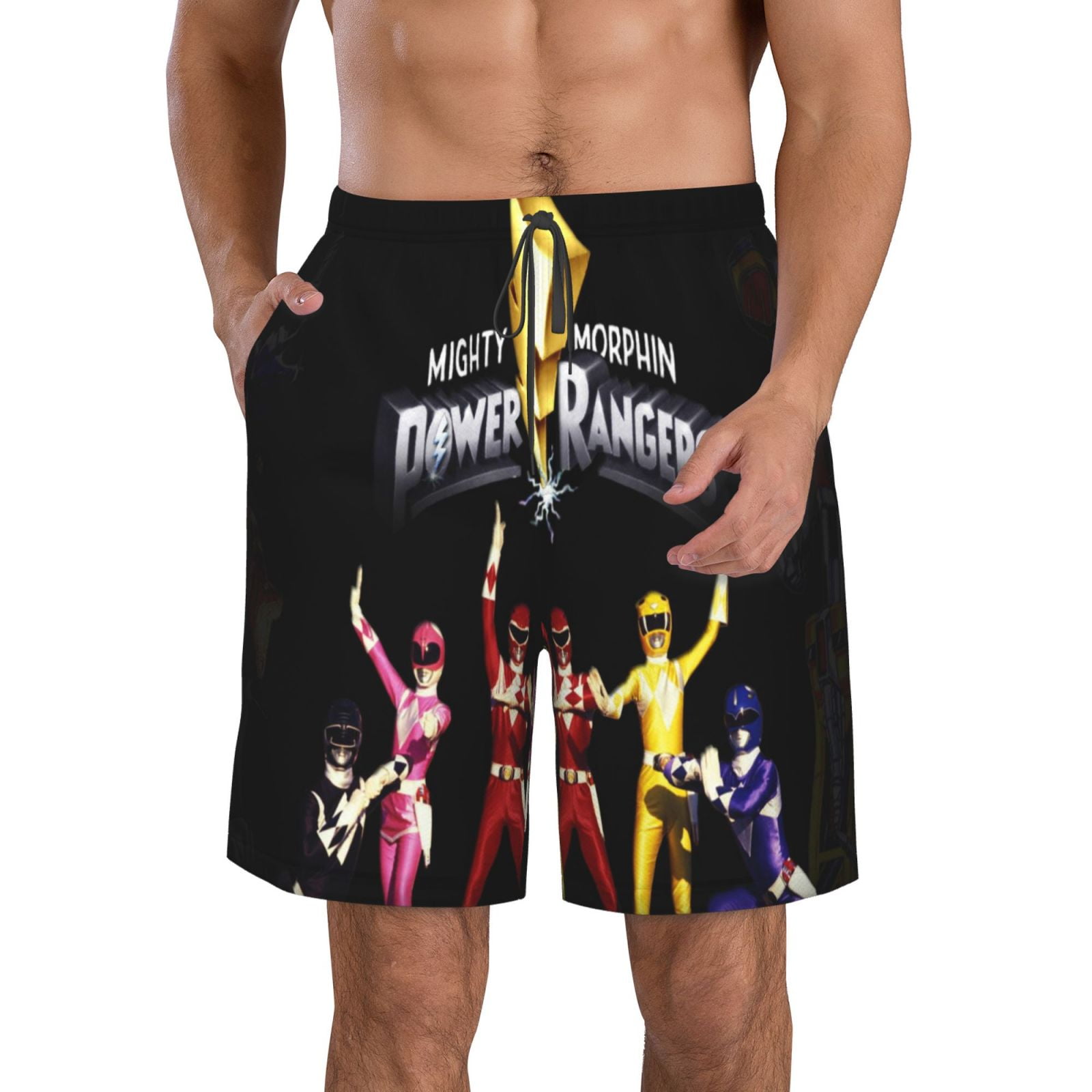 Men'S Power Team Ran-,Ger2 Board Shorts 3d Graphic Swim Trunks Colorful ...